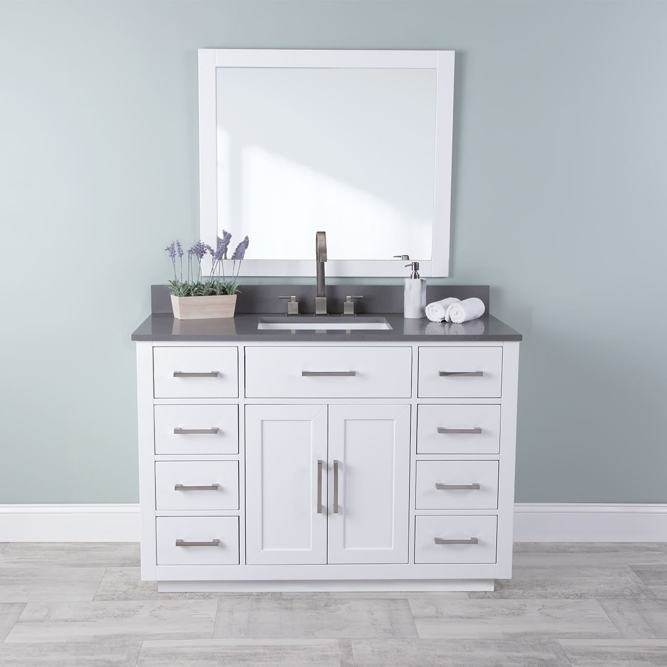 Randolph Morris 48 Inch White Barrett Oak Vanity with Rectangular ...