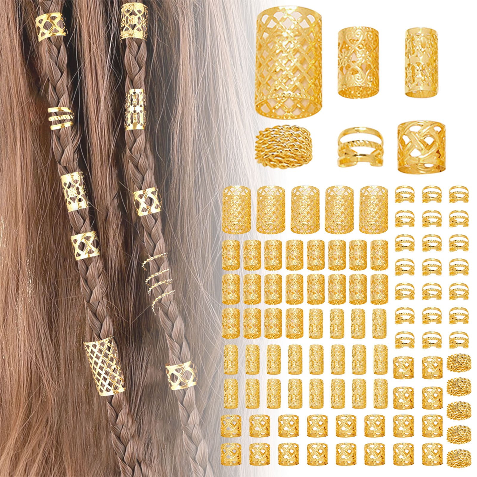 Barrettes Accessory for Hair Styling 90pcs DIY Wig Dreadlocks Mesh ...