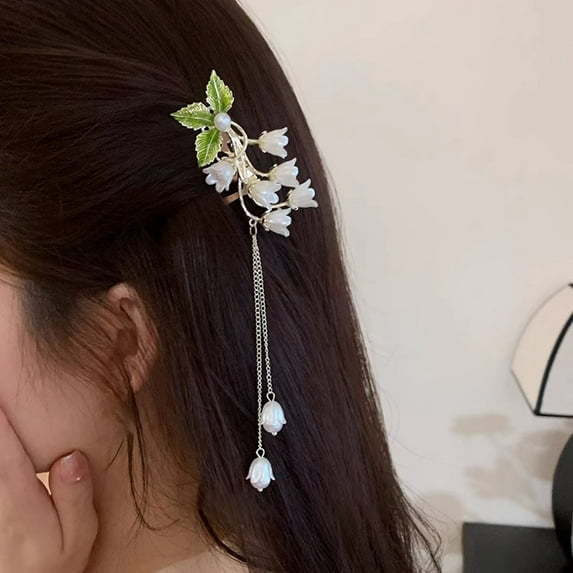 Barrettes Linglan Flower Tassel Hairpin Coiled Daily Hair Comb Ancient ...