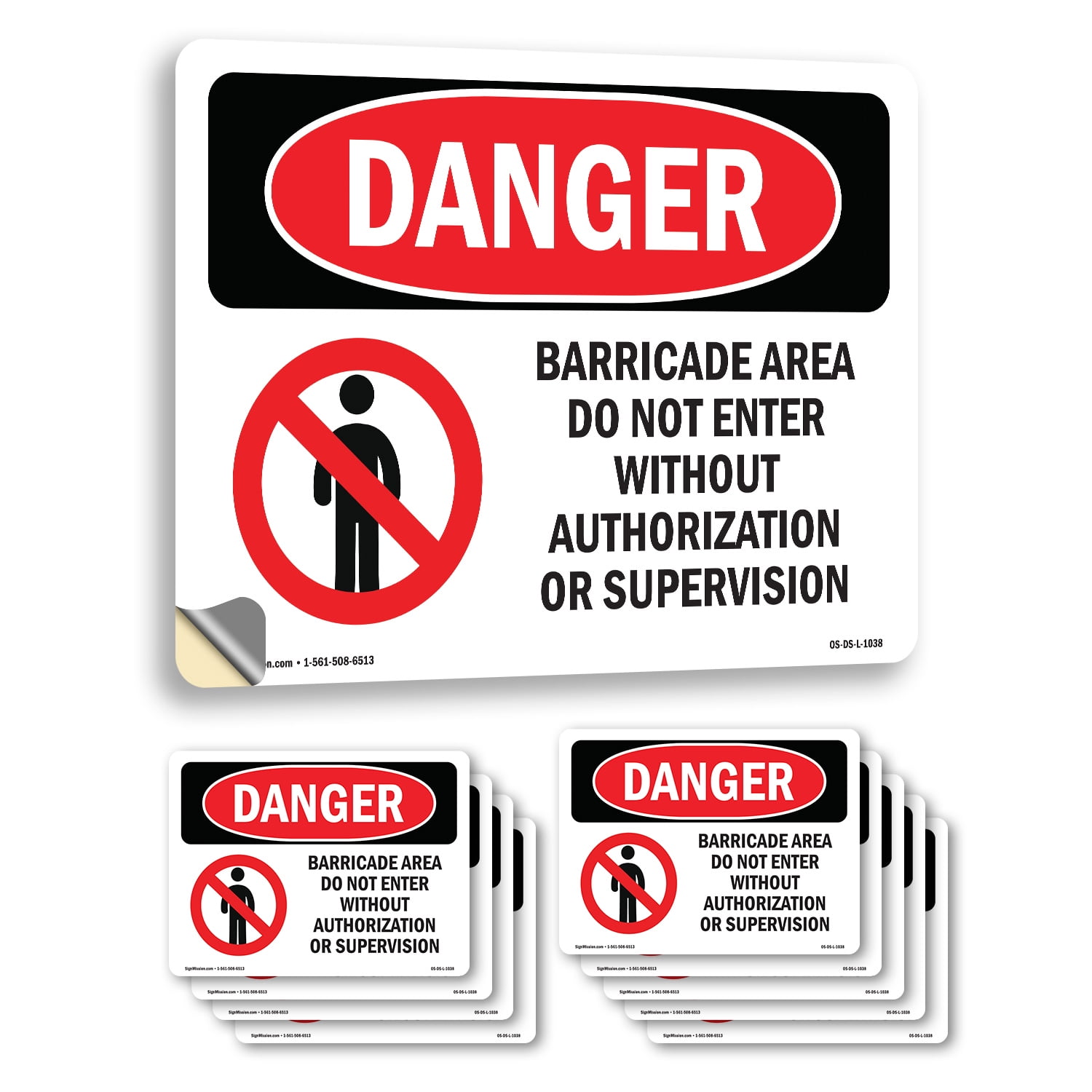 Barricade Area Do Not Enter OSHA Danger Vinyl Decal Label 10 Inch x 7 ...