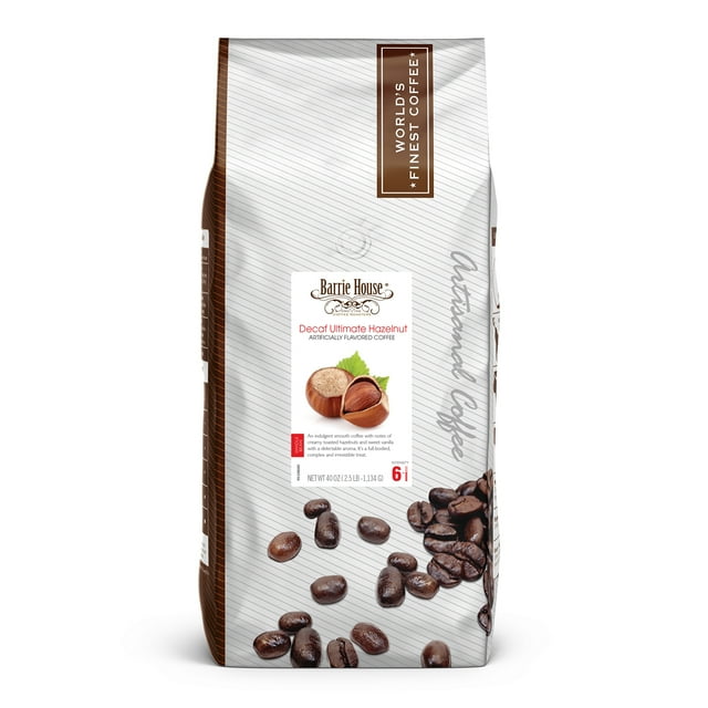 Barrie House Decaf Ultimate Hazelnut Flavored Whole Bean Coffee, Medium ...