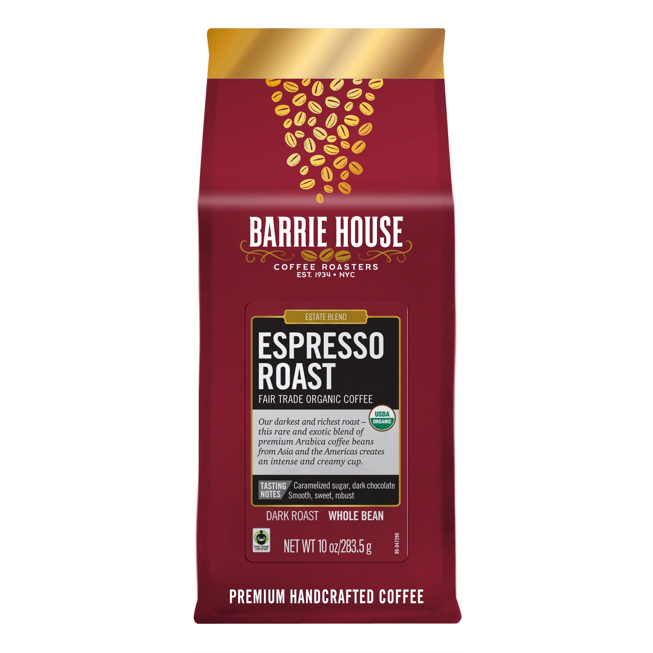 Barrie House Espresso Roast Whole Bean Coffee, Organic, Dark Roast, 100 ...
