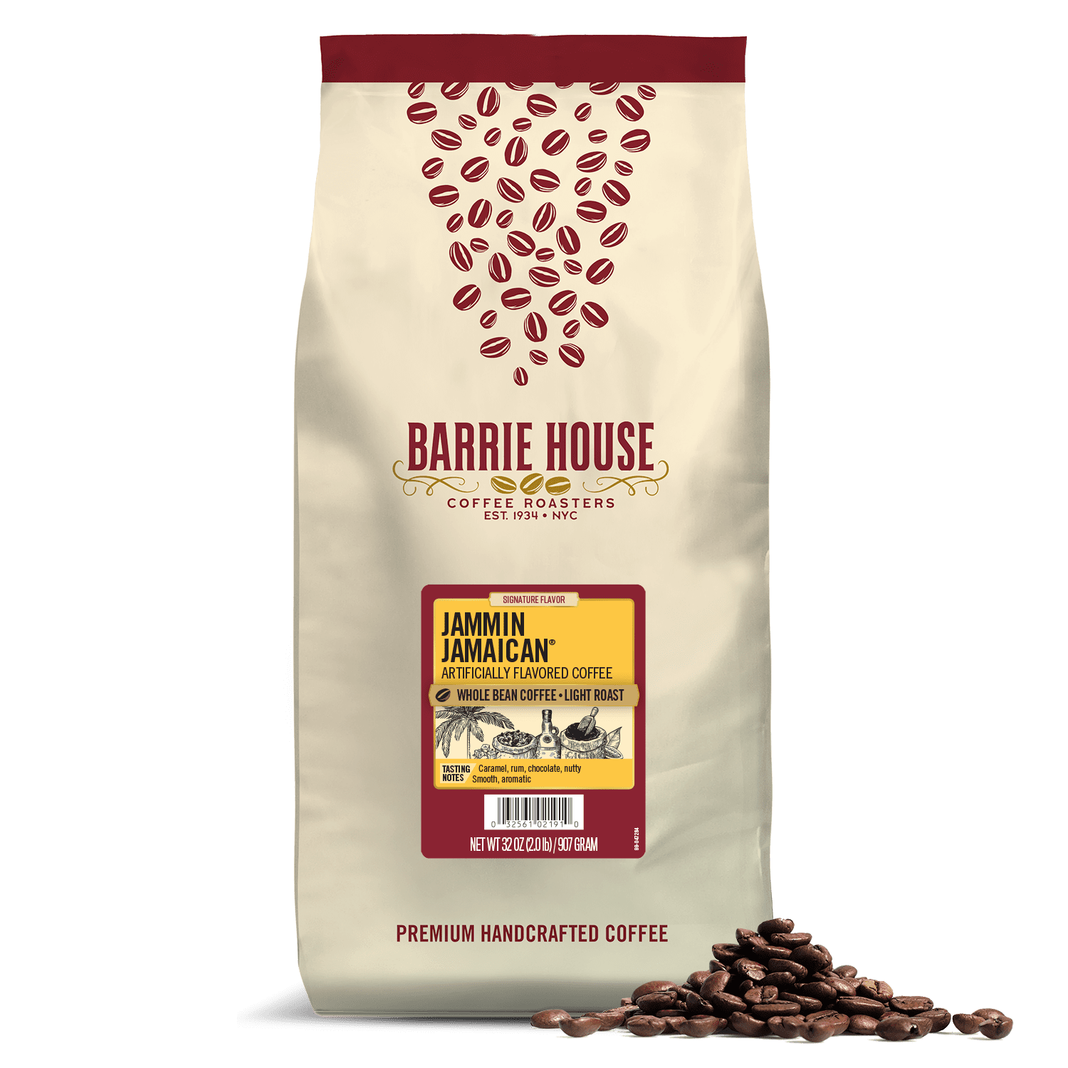 Barrie House Jammin Jamaican Flavored Gourmet Whole Bean Coffee, Light ...