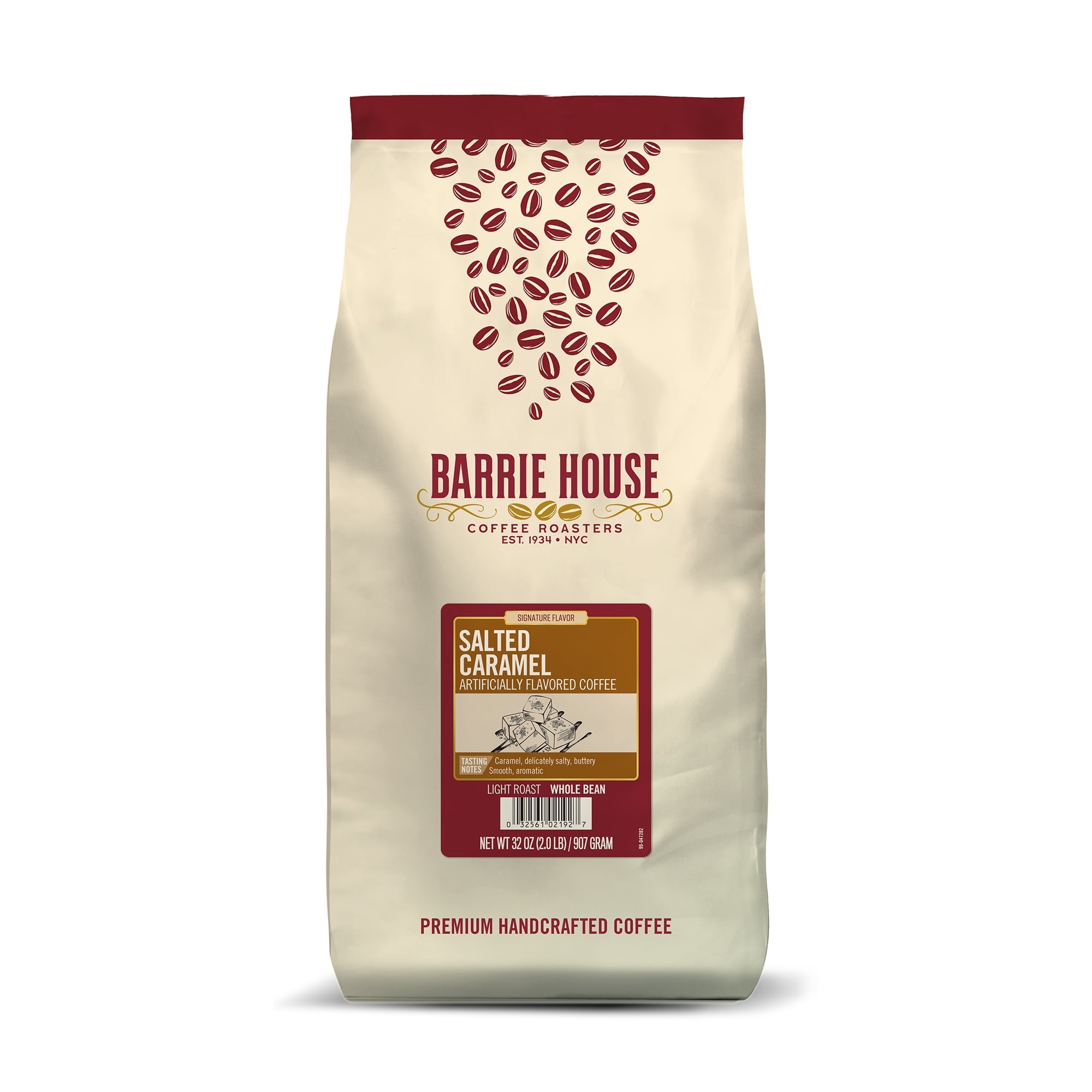 Barrie House Salted Caramel Flavored Coffee, Light Roast, Whole Bean ...