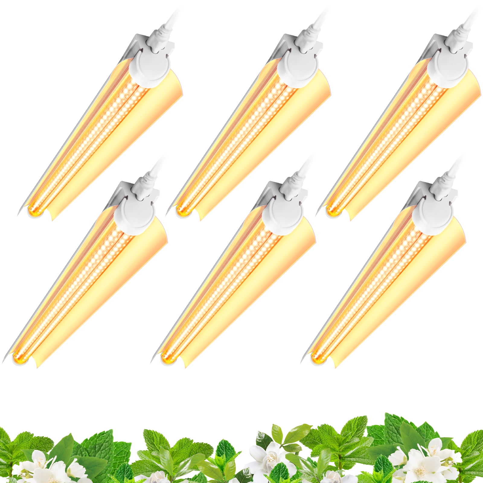 Barrina Plant Light, 144W(6 x 24W, 800W Equivalent), 2ft T8, Super Bright, Full Spectrum led ...