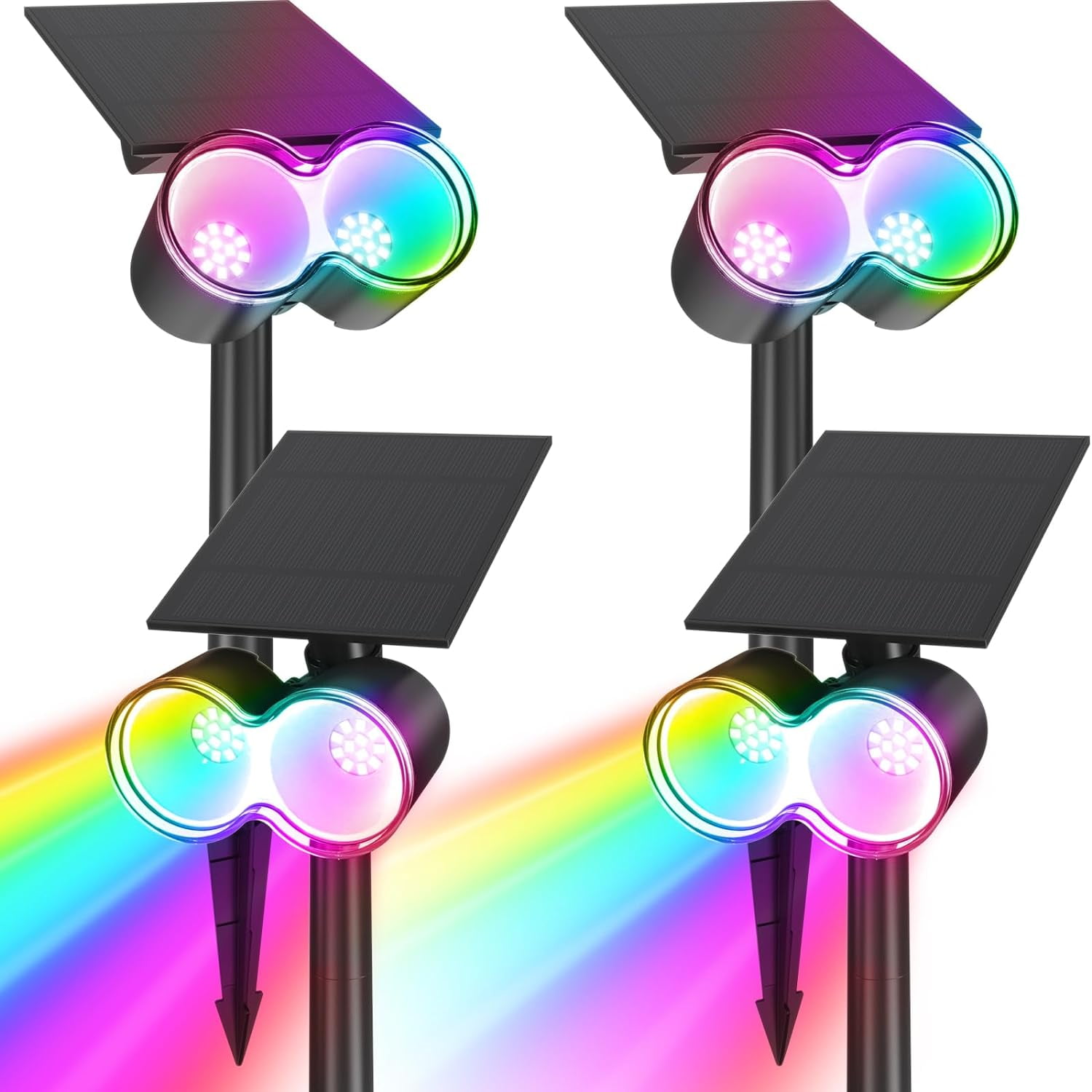 Barrina Waterproof Solar Spotlights, 24 LEDs, 360° Adjustable, Color ...