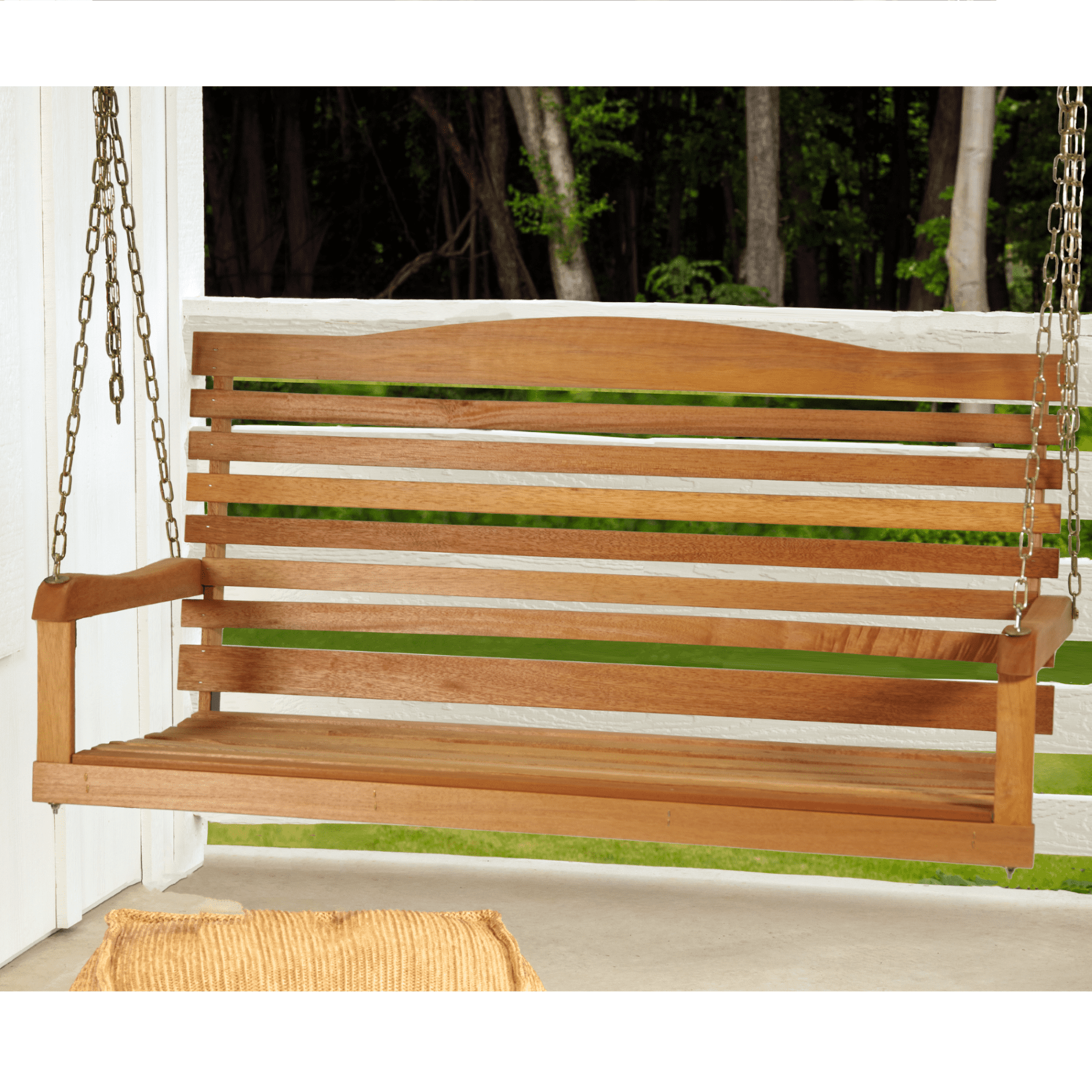Barrington 4 foot Honey Brown Mahogany Hardwood Swing Seats 1-2 People ...