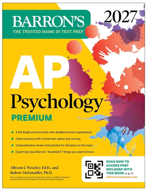 Barron's AP Prep AP Psychology Premium, 2027: Prep Book with 4 Practice ...