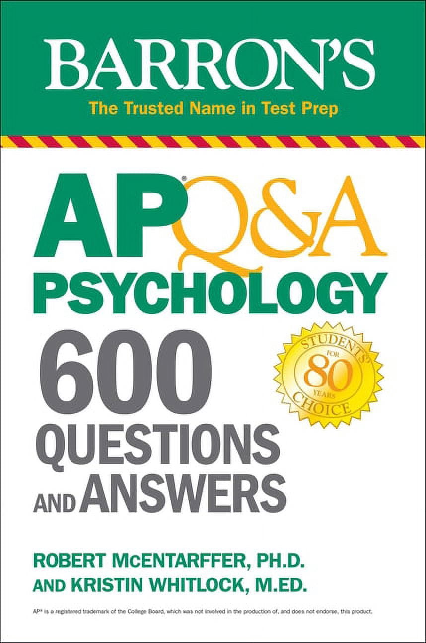 Barron's AP: AP Q&A Psychology : 600 Questions and Answers (Paperback ...