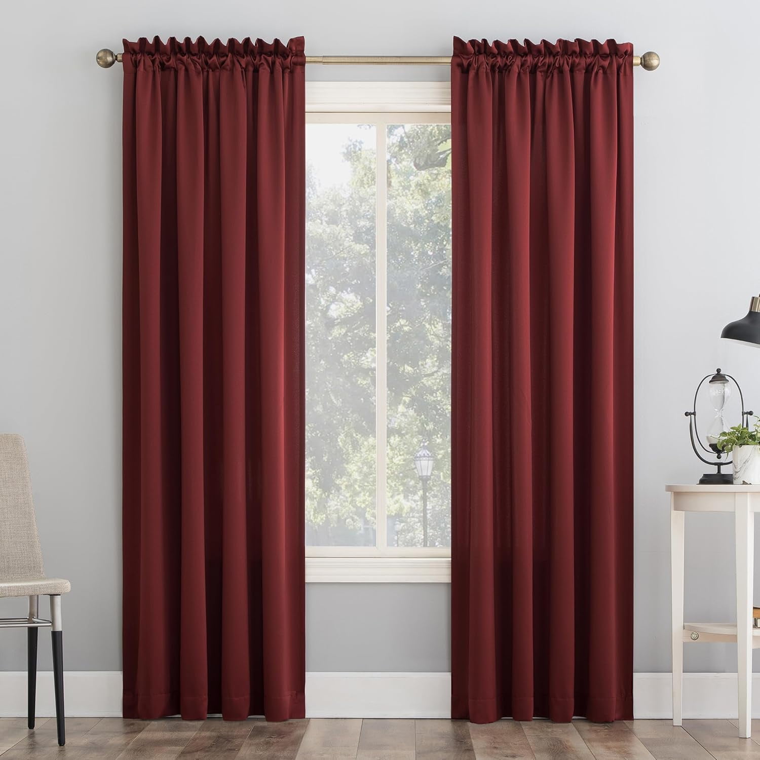 Barrow Energy Saving Rod Pocket Window Curtains, 54" x 63, Wine Red ...
