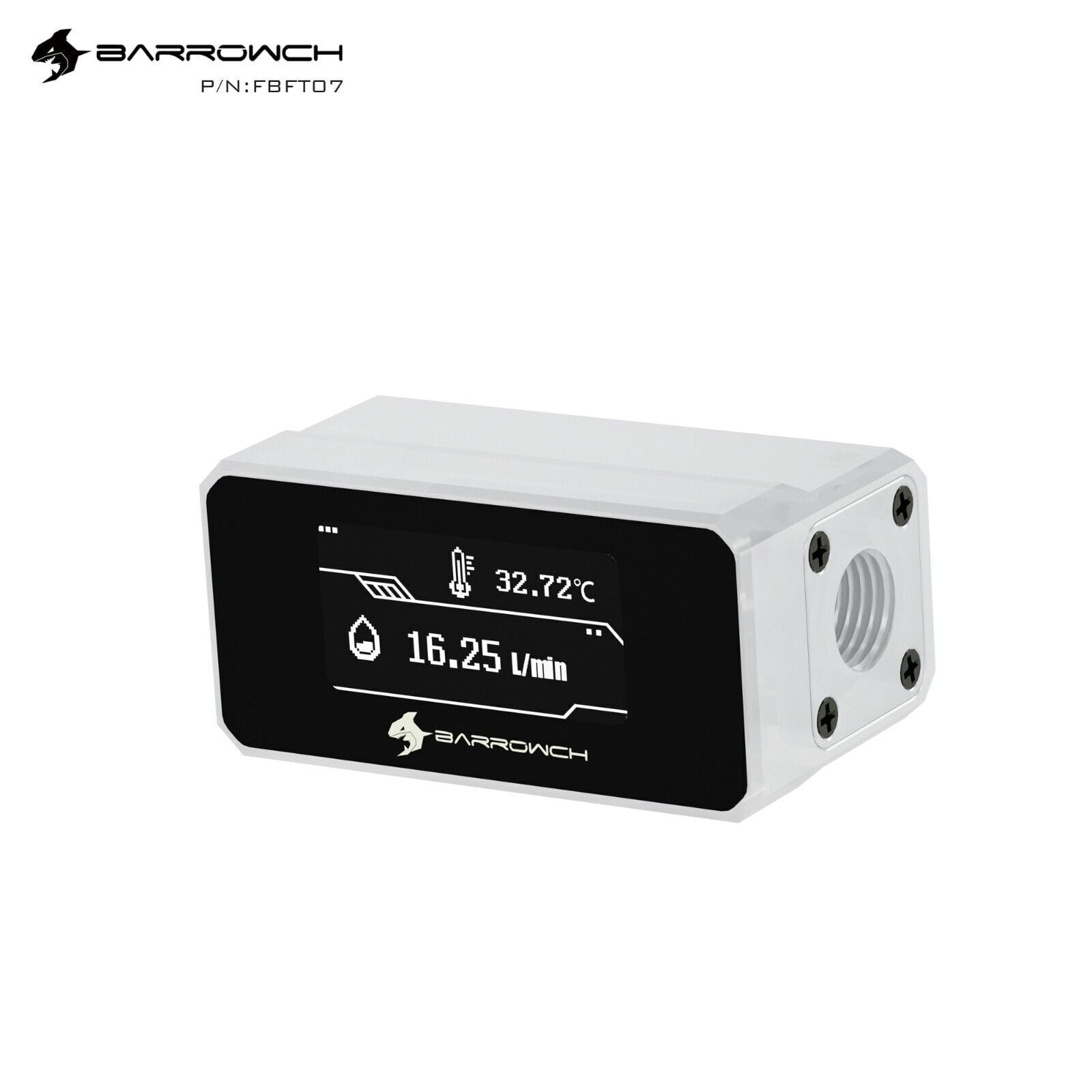 BarrowCH Digital OLED Display Inline Flow Meter Thermometer Water ...