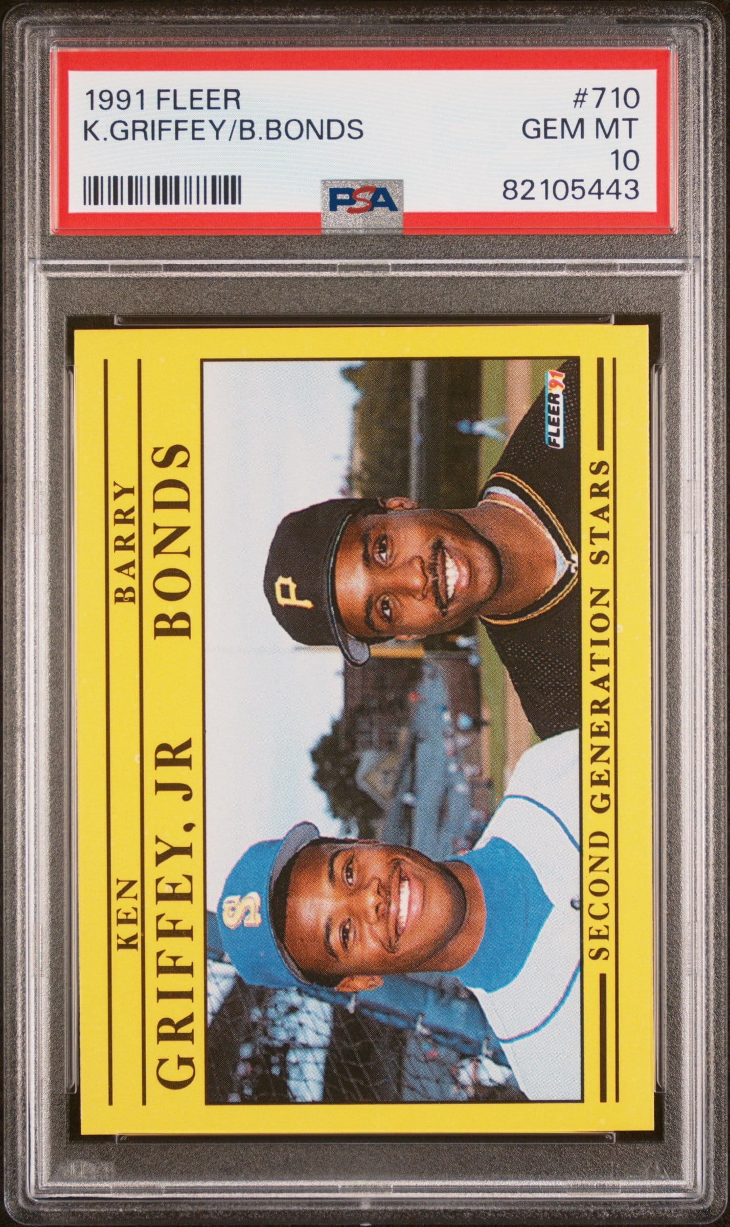 Barry Bonds Ken Griffey Jr 1991 Fleer Baseball Card #710 Graded PSA 10 ...