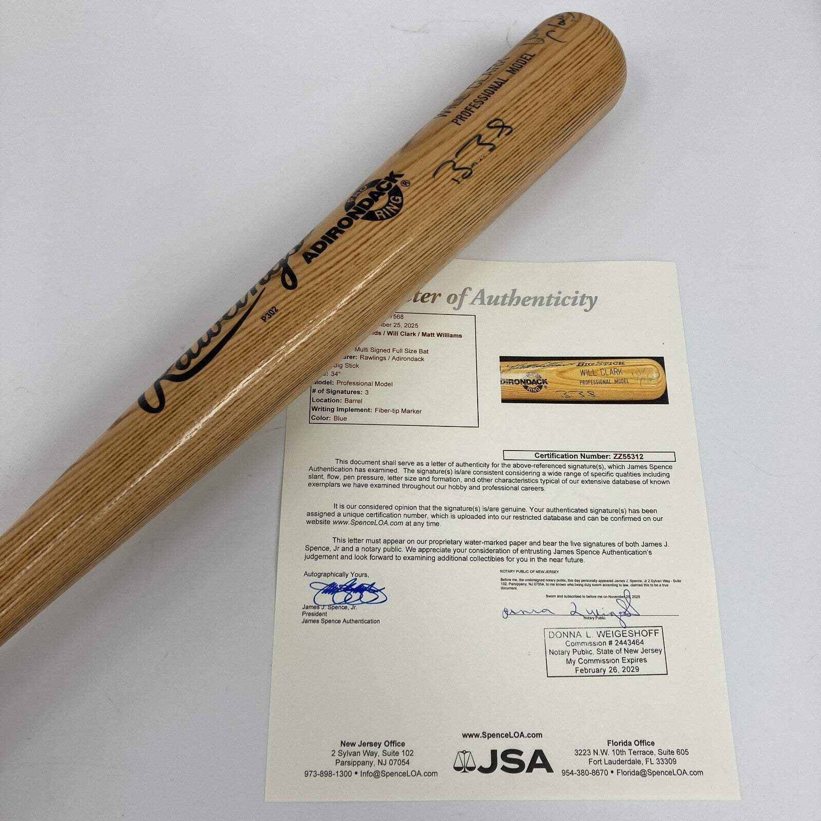 Barry Bonds Matt Williams Will Clark Signed Game Model Baseball Bat JSA ...