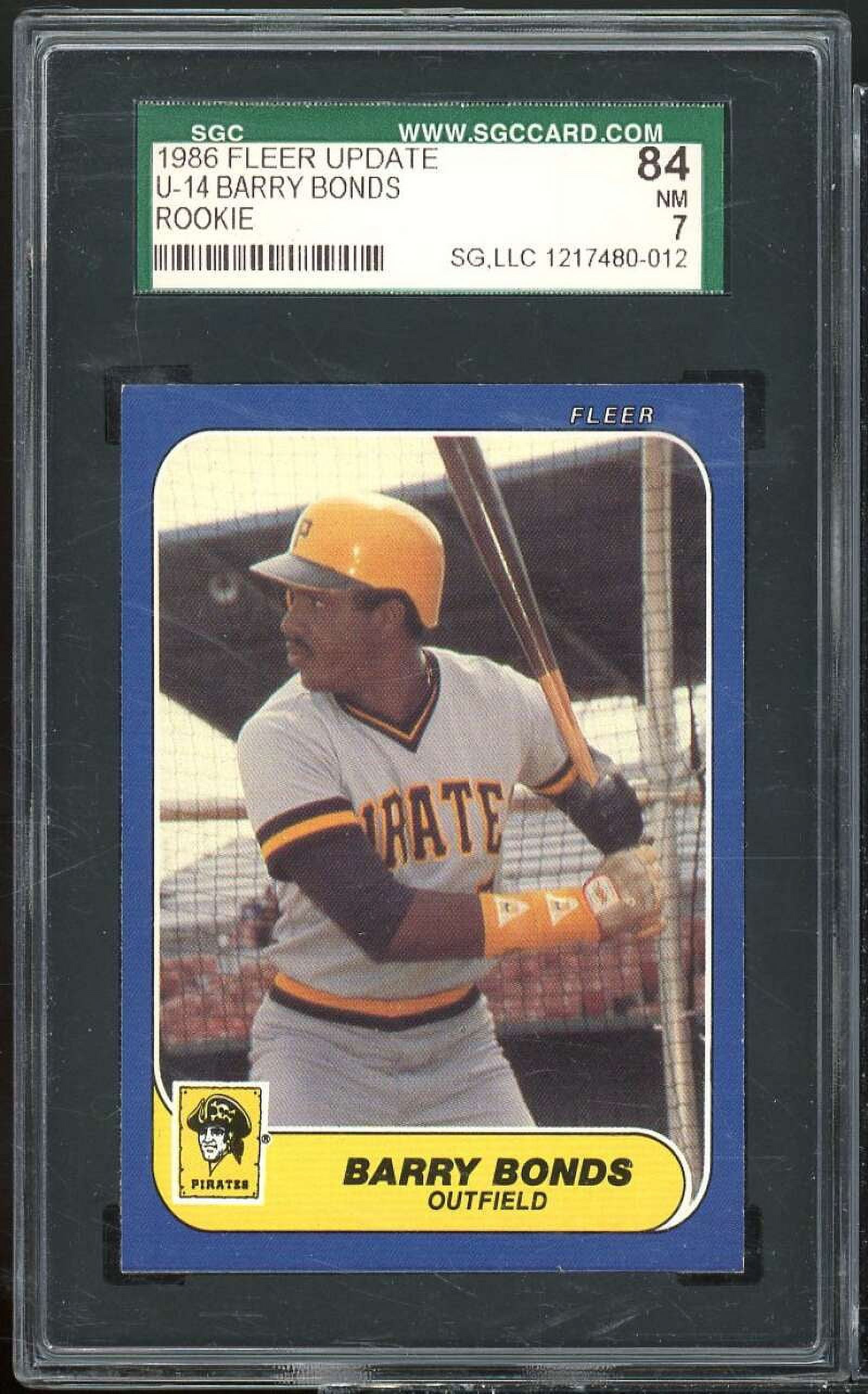 Barry Bonds Rookie Card 1986 Fleer Update #U-14 SGC 84 7 NM - Walmart.com