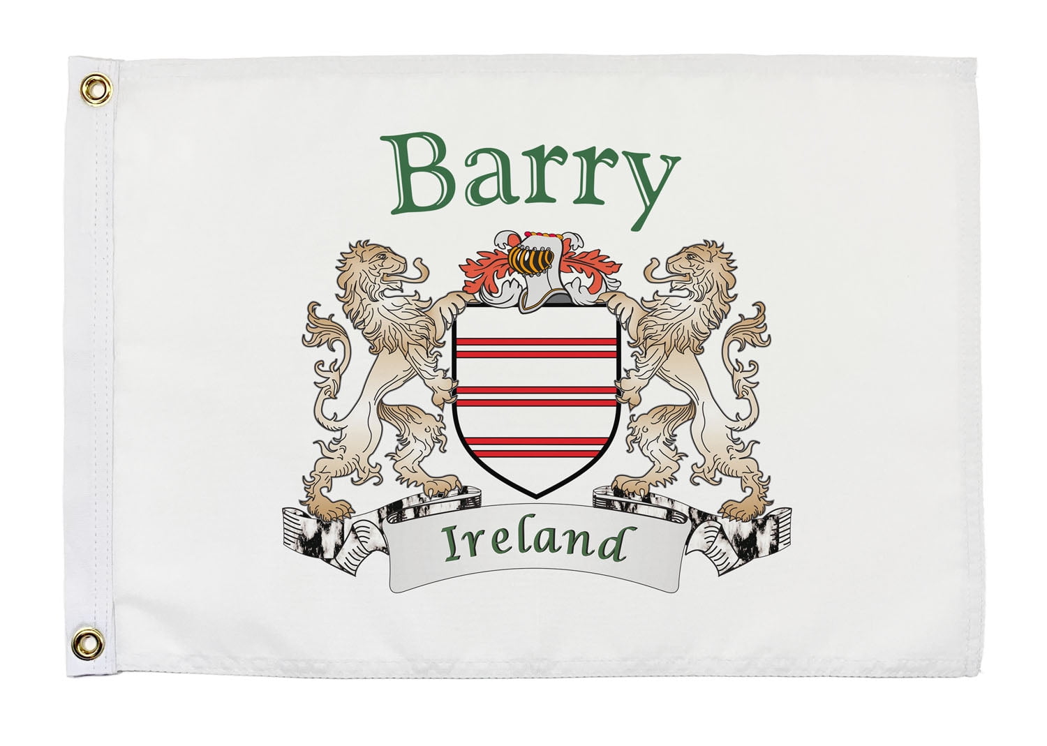 Barry Irish Coat of Arms Small White Flag - 16"x10.5" inches - Walmart.com