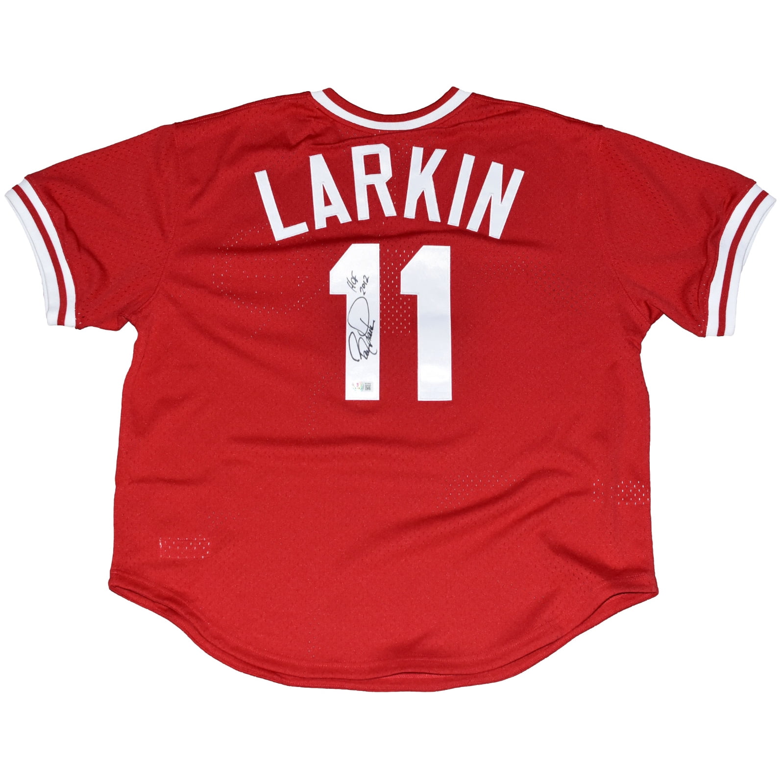 Barry Larkin Signed Cincinnati Reds #11 Mitchell & Ness Jersey W/ Hof ...