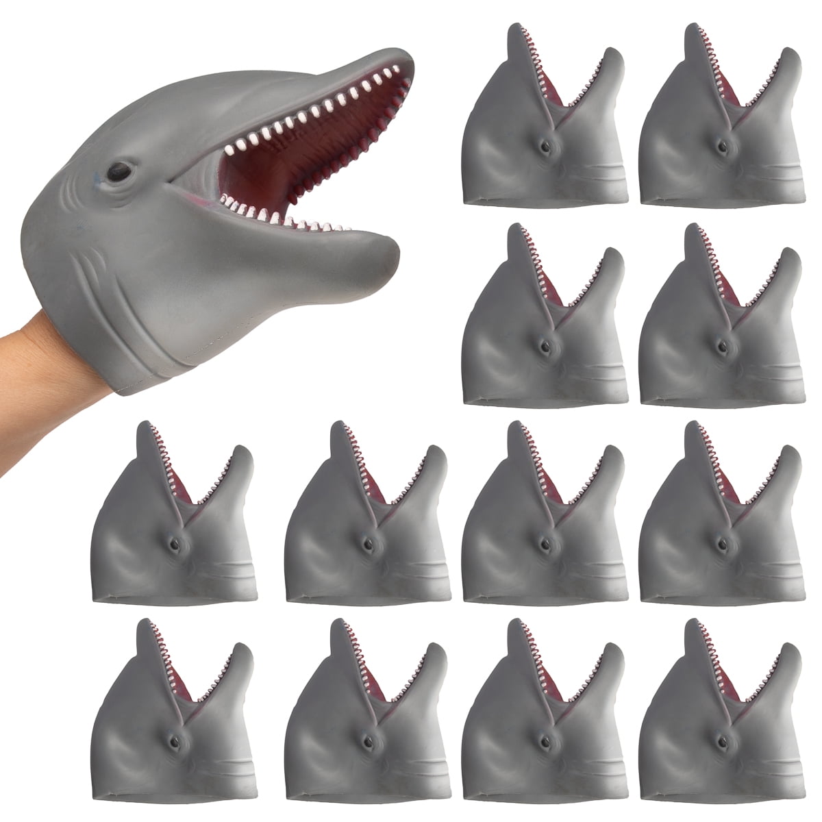 Barry-Owen Co. 12 Pack Dolphin Hand Puppet Toy Flexible PVC Fun Party ...