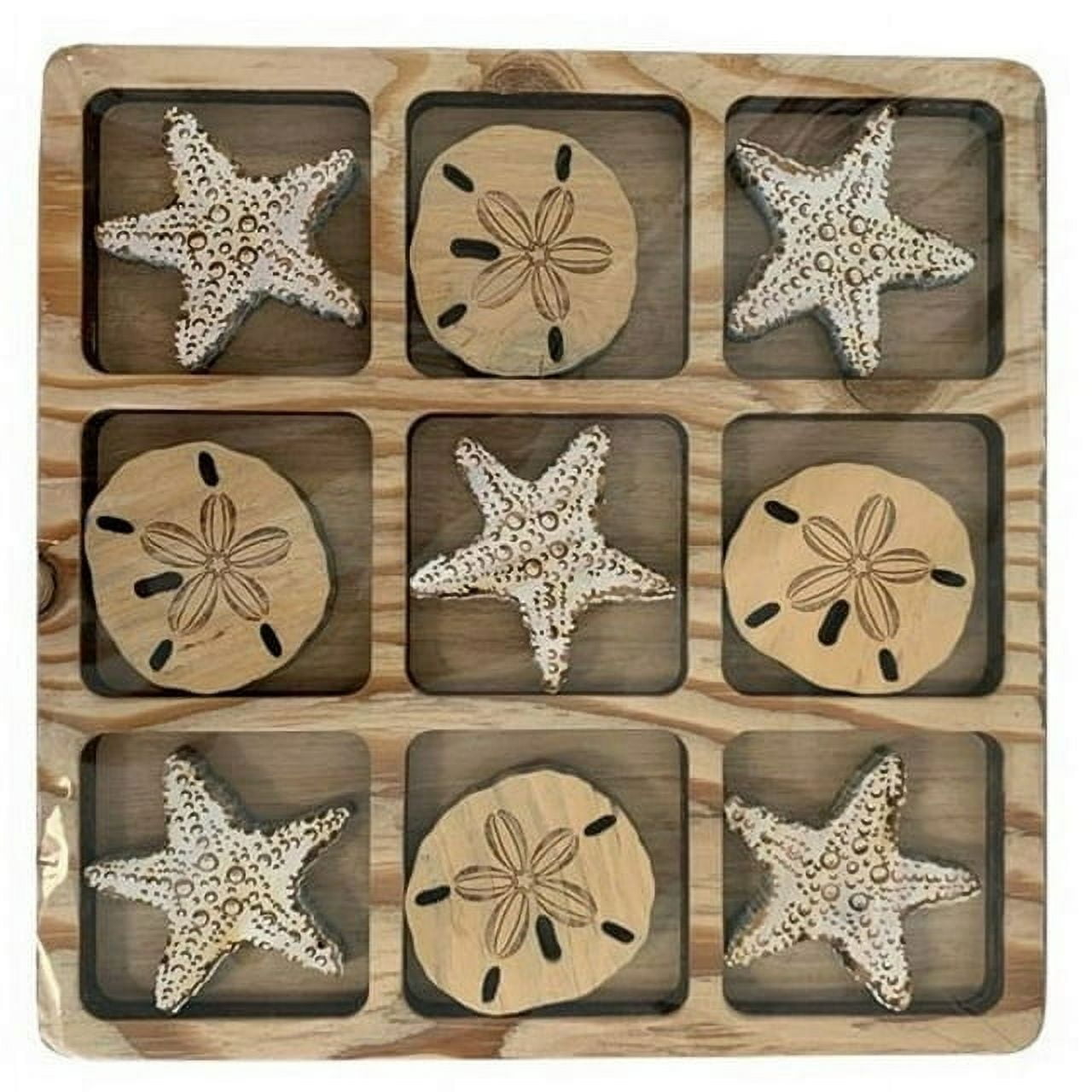 Wooden Starfish & Sand Dollar Tic Tac Toe Game, 11x8x0.5 Inches ...