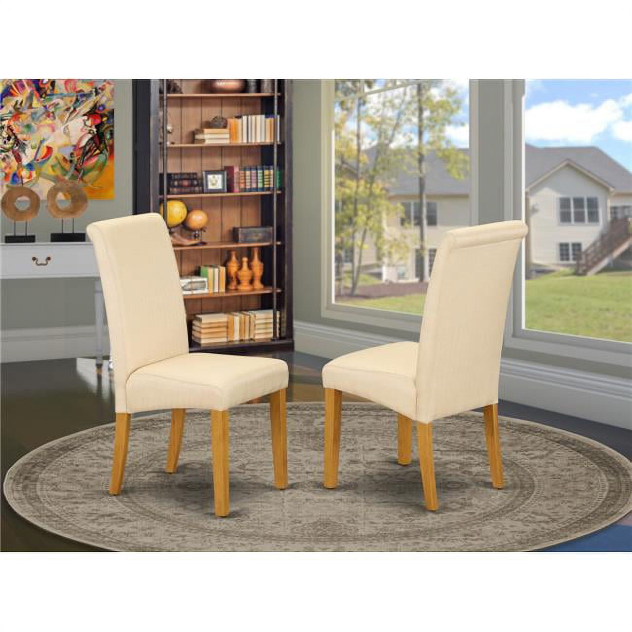 Barry PBA4T02 Parson Chair with Oak Leg & Linen Fabric - Light Beige ...