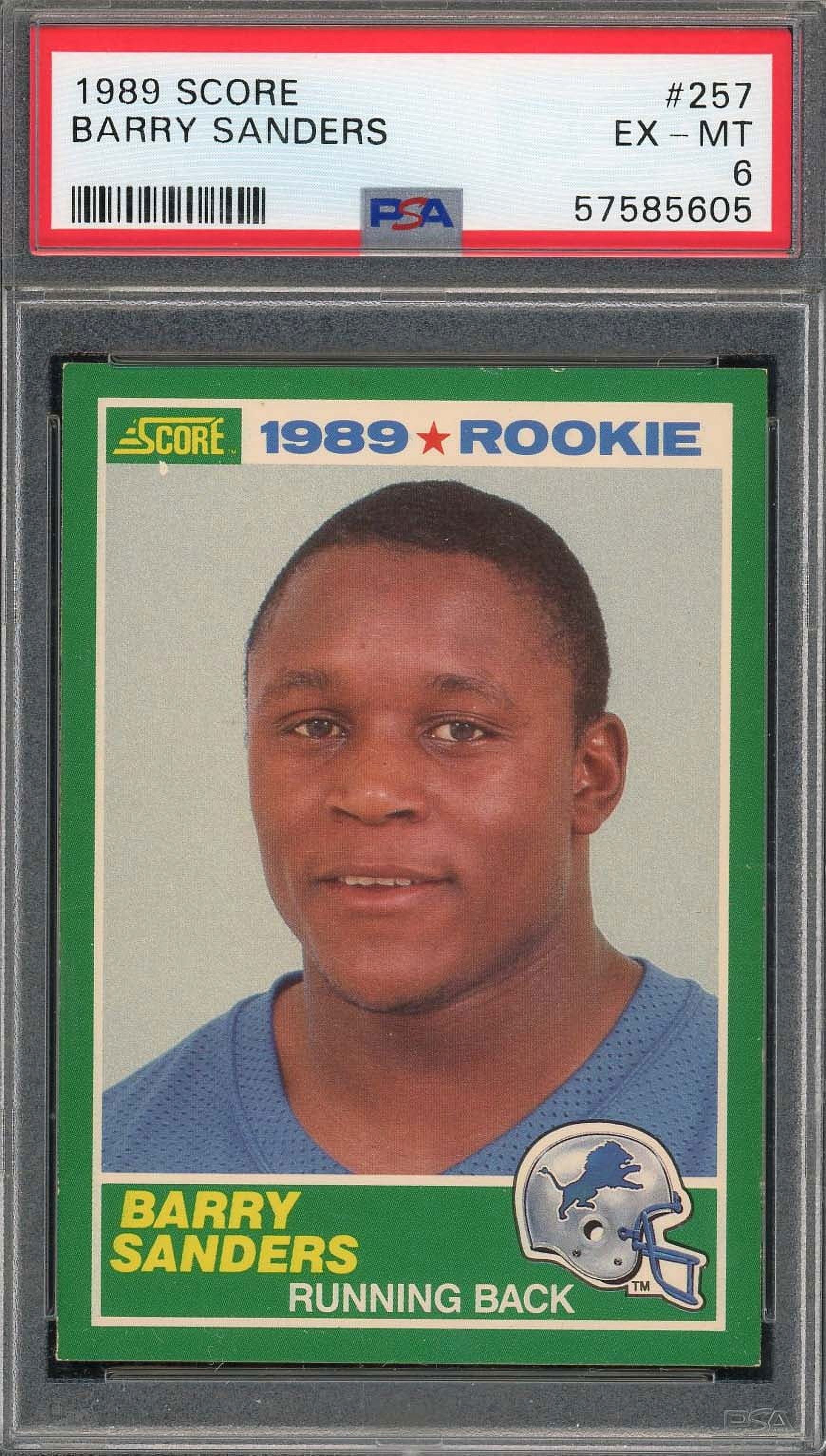 Barry Sanders 1989 Score Football Rookie Card RC #257 Graded PSA 6 ...