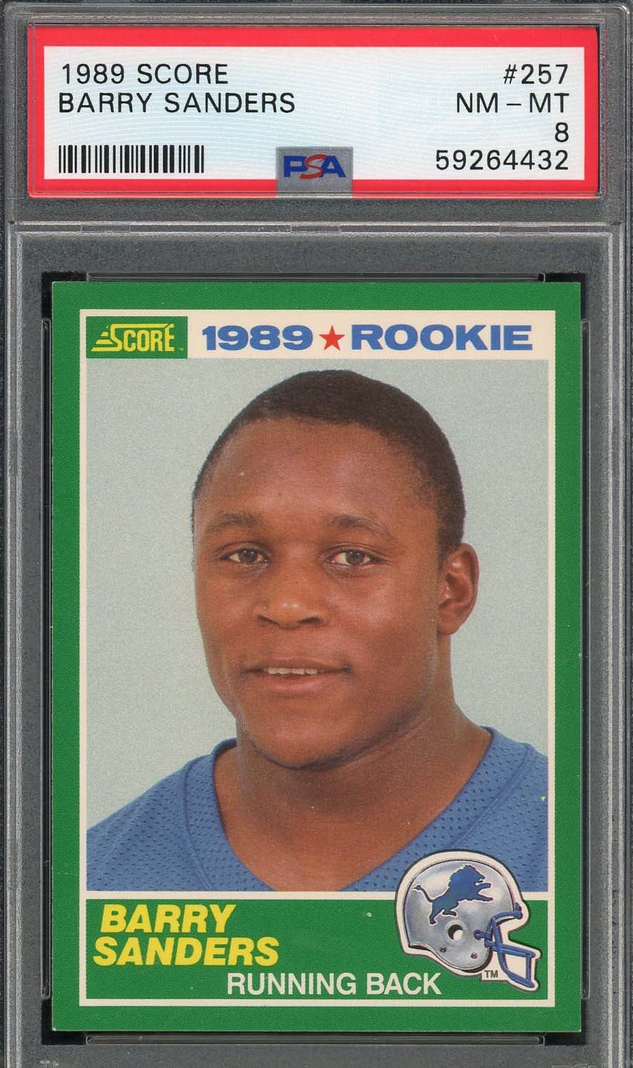 Barry Sanders 1989 Score Football Rookie Card RC #257 Graded PSA 8 ...