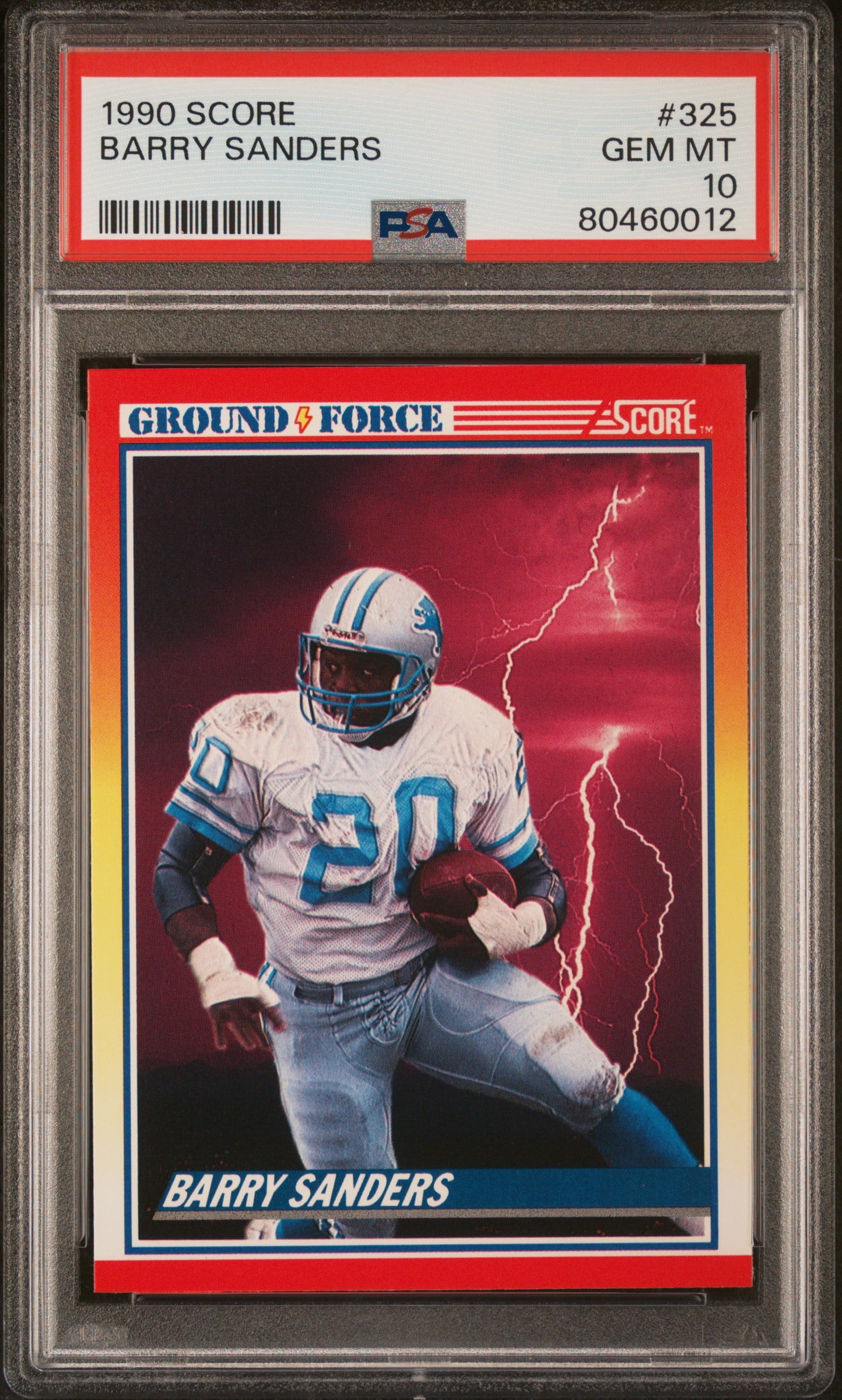 Barry Sanders 1990 Score Ground Force Football Card #325 Graded PSA 10 ...