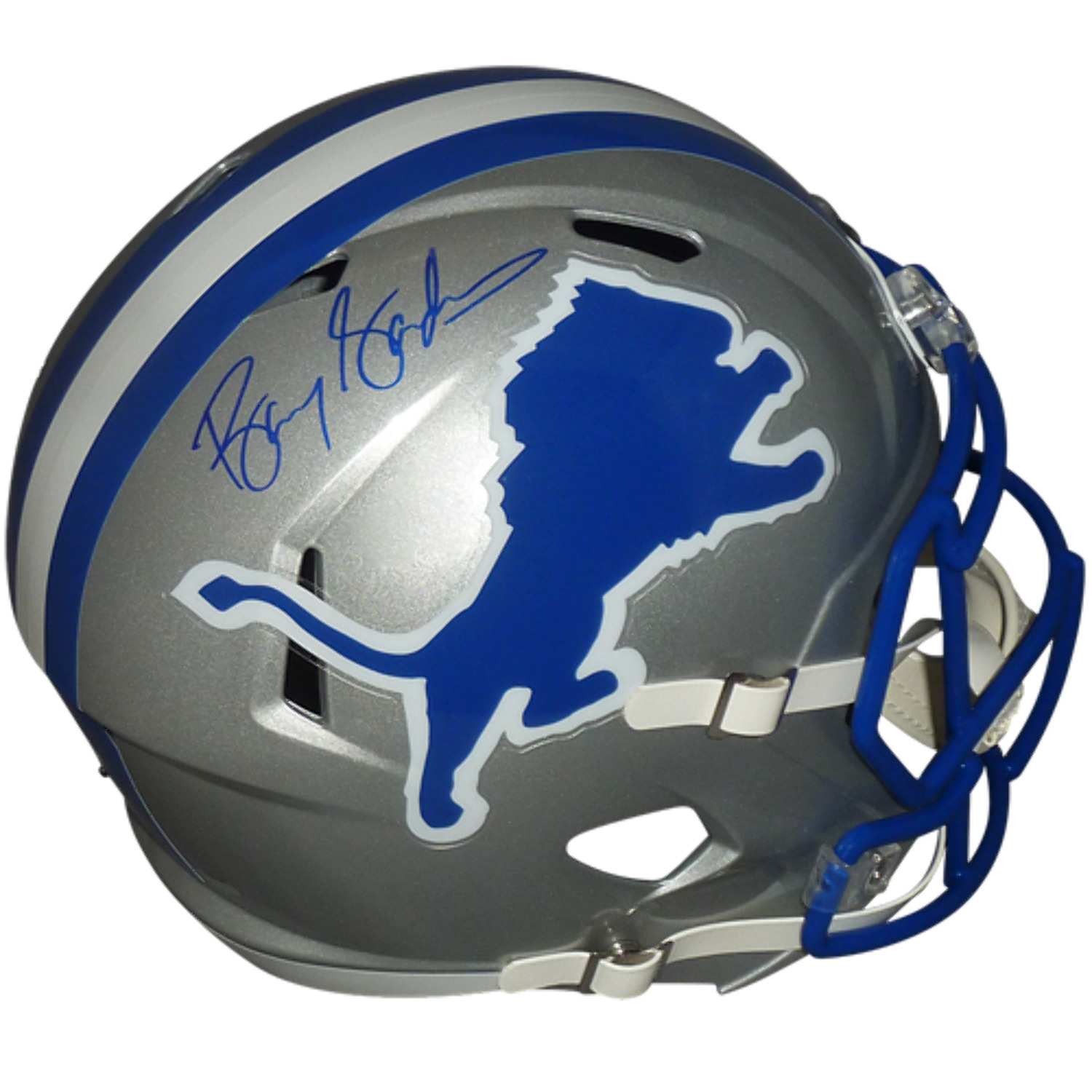 Barry Sanders Autographed Detroit Lions (Throwback) Deluxe Full-Size ...
