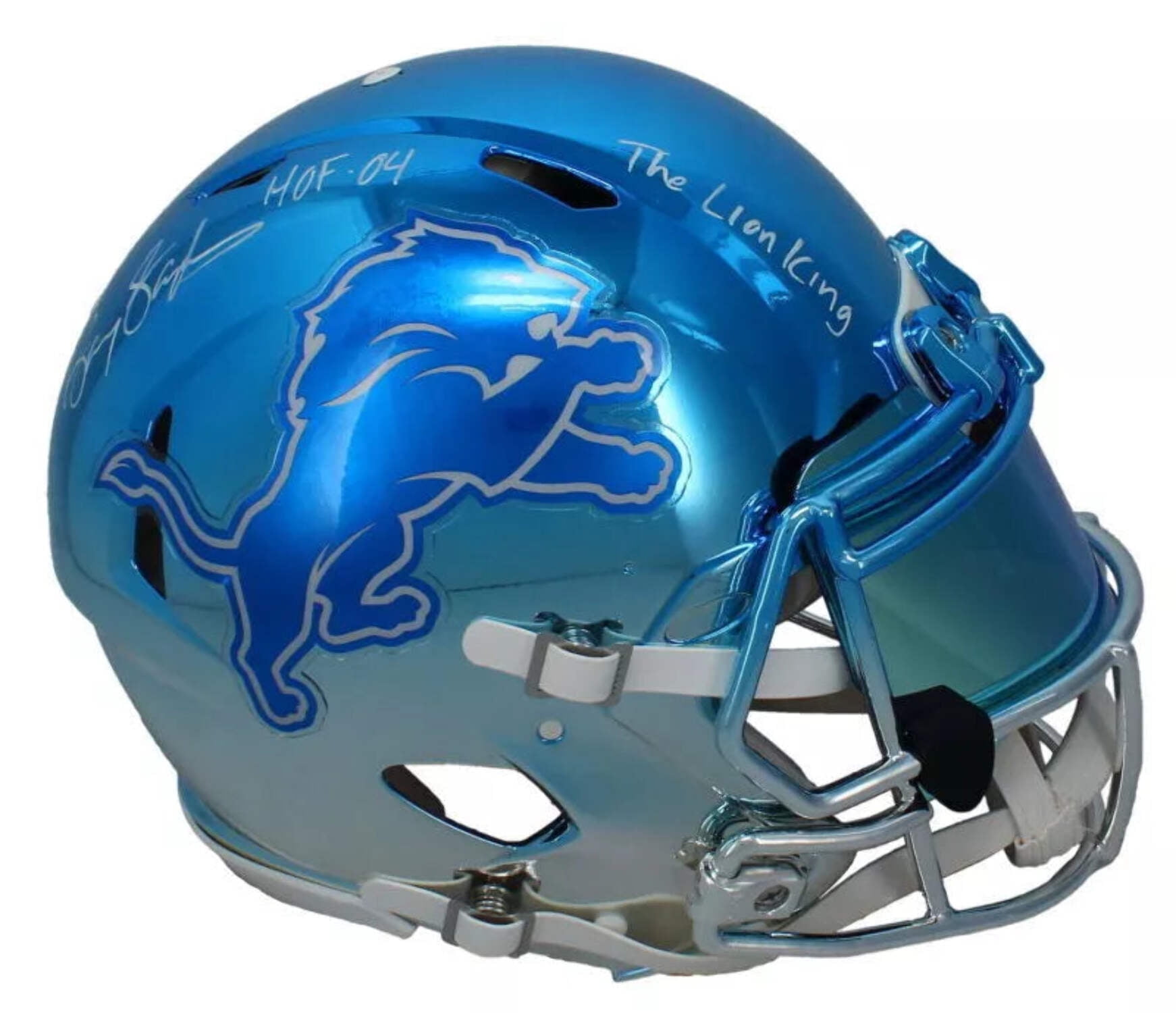 Barry Sanders Autographed/Inscribed "HOF 03 THE LION KING" Detroit ...