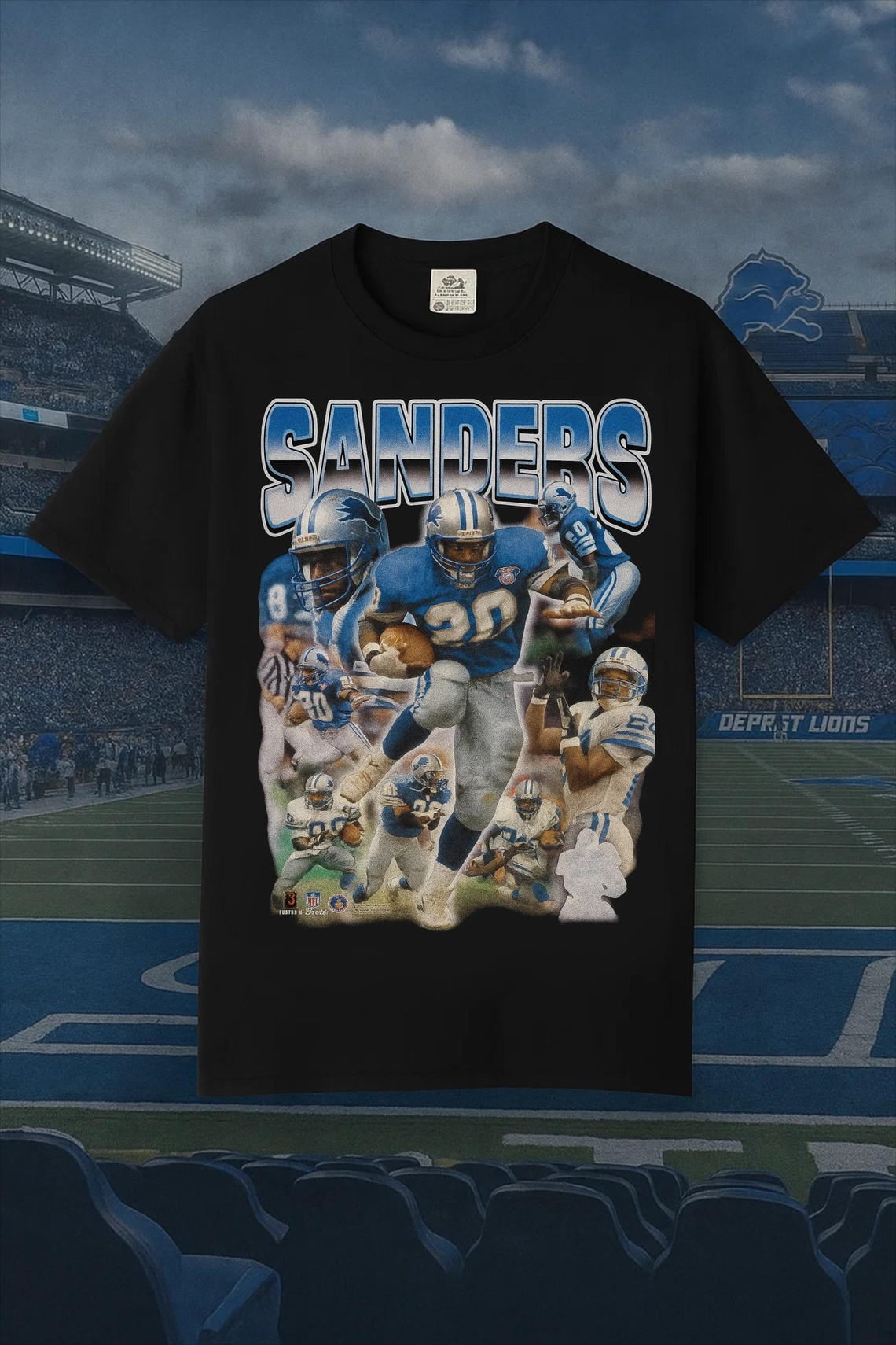 Barry Sanders Bootleg Shirt, Retro Football Tee,Black Color,Size XL ...