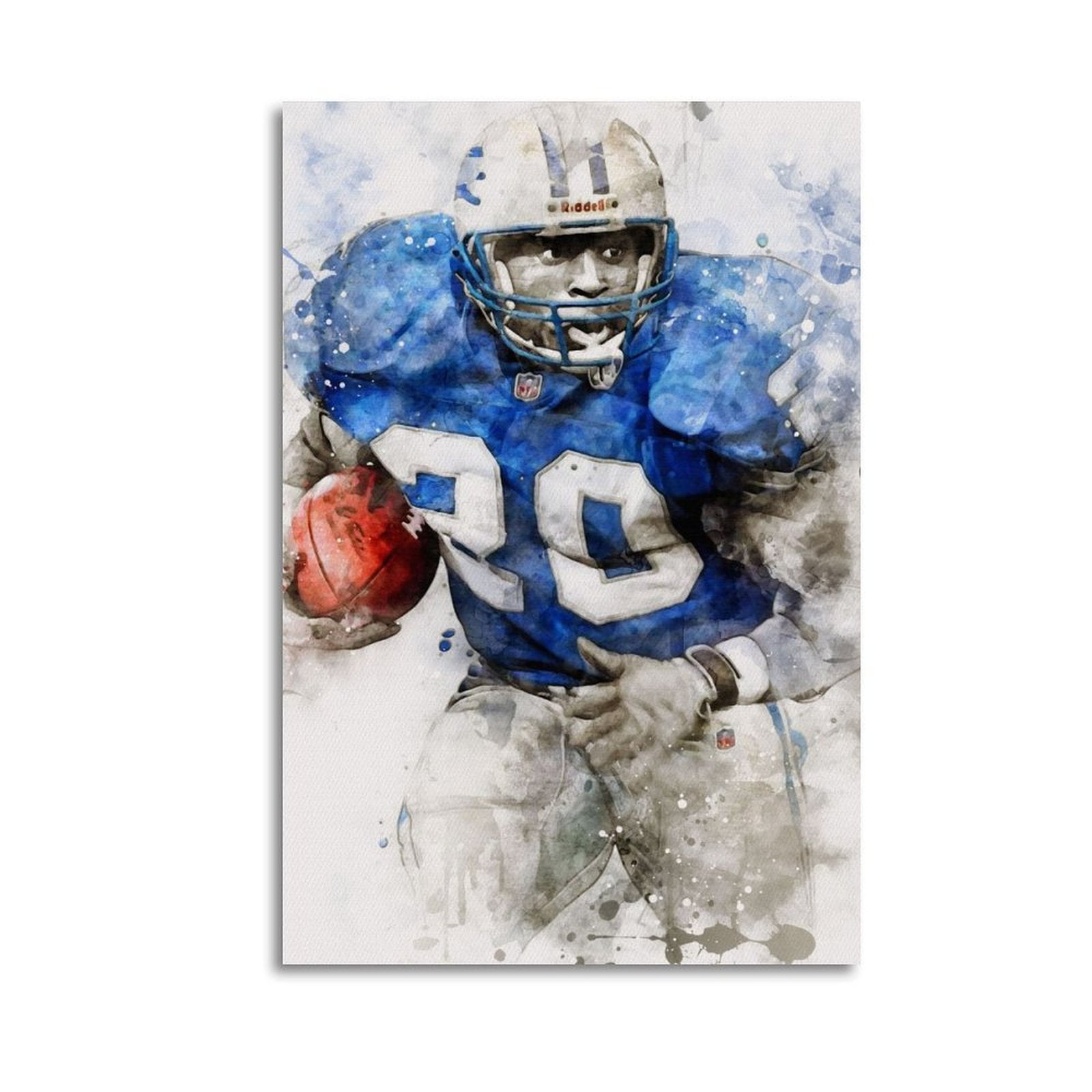 Barry Sanders Detroit Canvas Modern Poster Wall Art Prints Paintings ...
