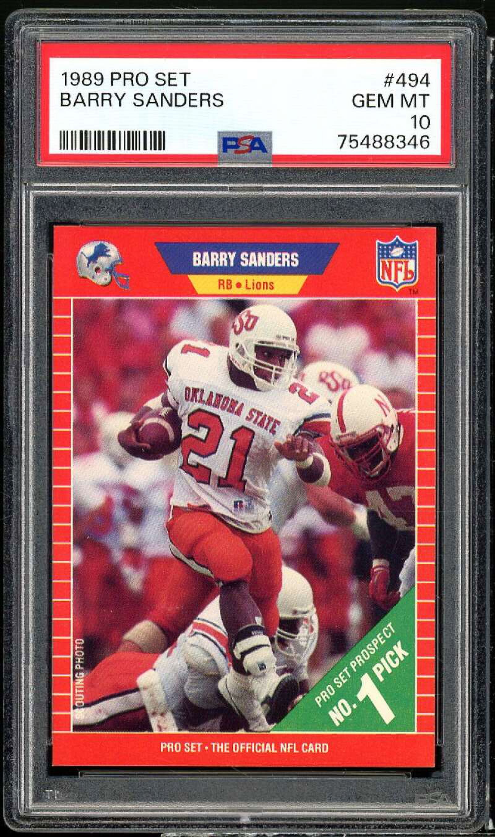 Barry Sanders Rookie Card 1989 Pro Set #494 PSA 10 - Walmart.com