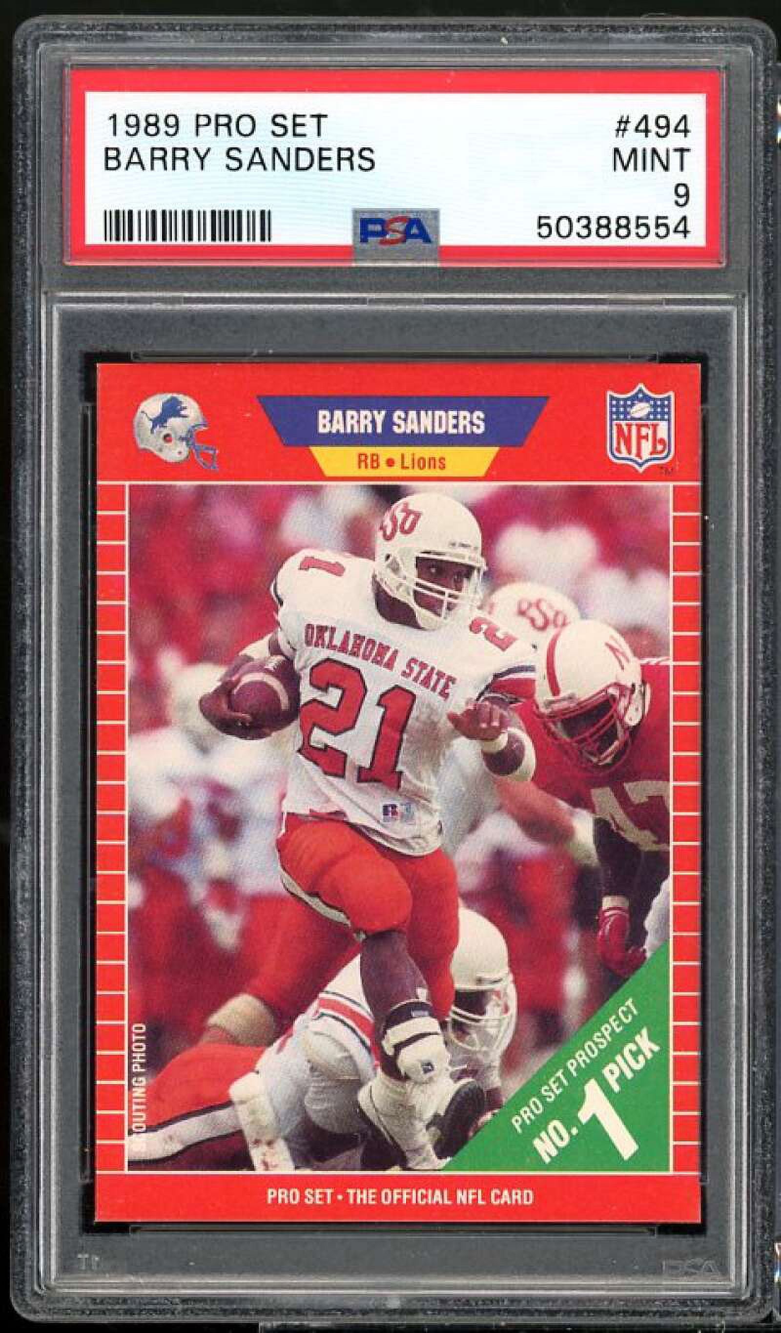 Barry Sanders Rookie Card 1989 Pro Set #494 PSA 9 - Walmart.com