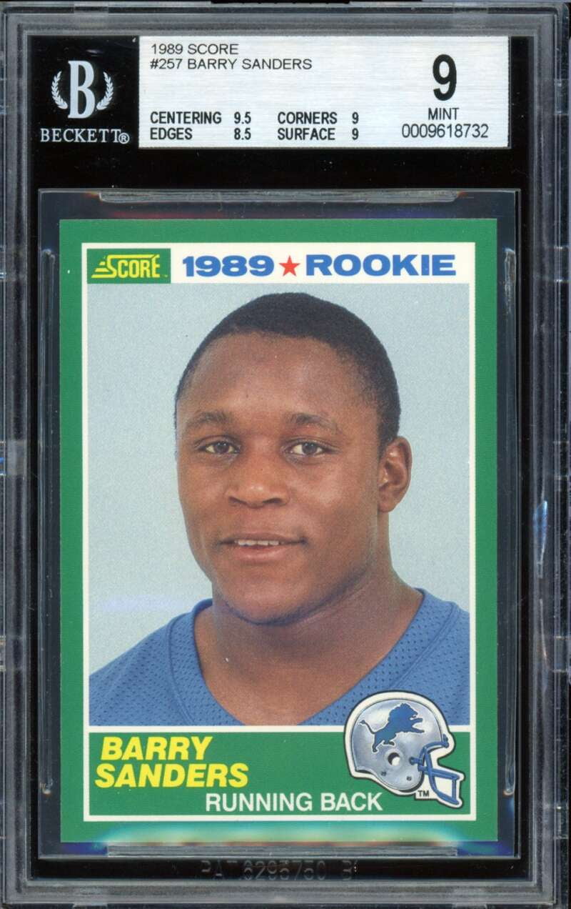Barry Sanders Rookie Card 1989 Score #257 BGS 9 - Walmart.com