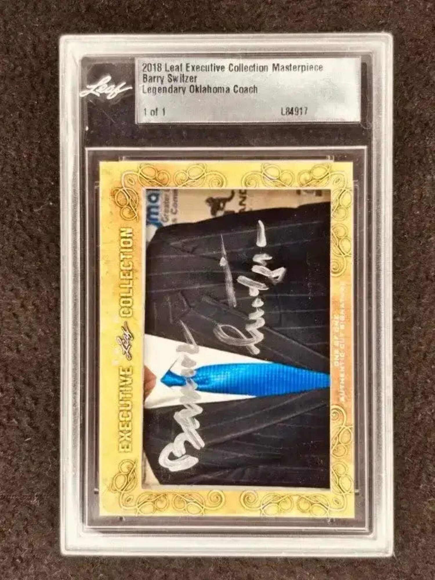 Barry Switzer 2018 Leaf Masterpiece Cut Signature card 1/1 JSA Oklahoma ...