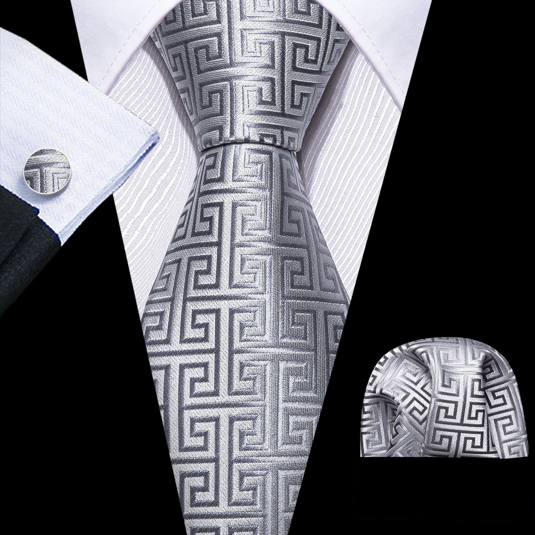 Barry.Wang Classic Ties for Men Formal Business Wedding Solid Paisley ...