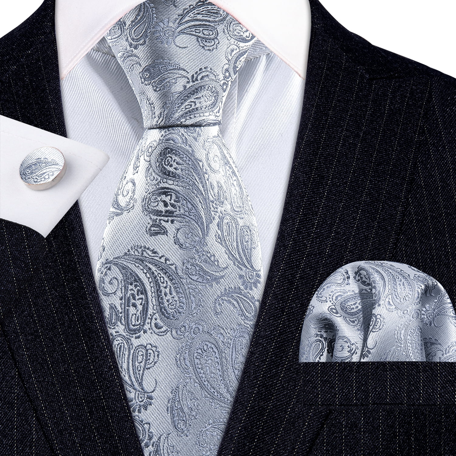 Barry.Wang Classic Ties for Men Formal Business Wedding Solid Paisley ...