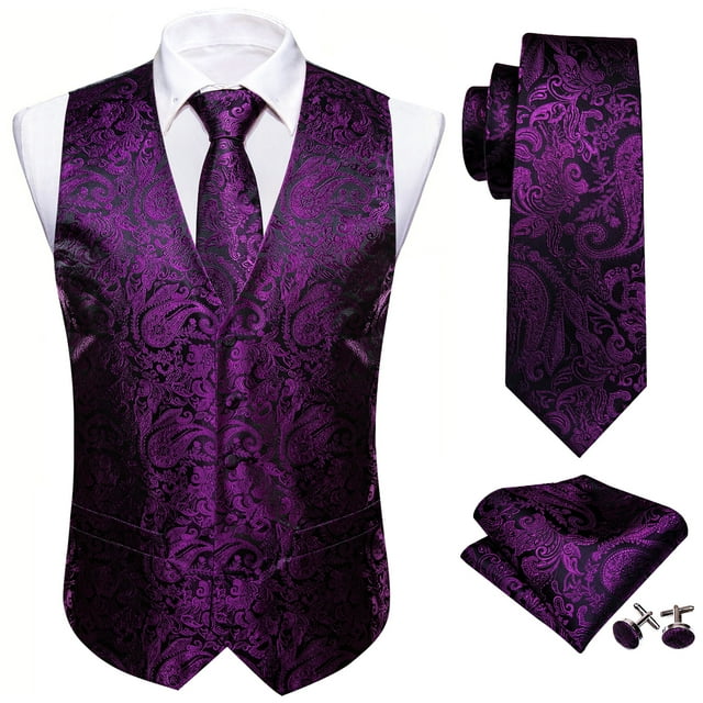 Free Shipping! Barry.Wang Formal Men Vest Paisley Woven Silk Tie Suit Waistcoat Set Wedding 4PCS ...