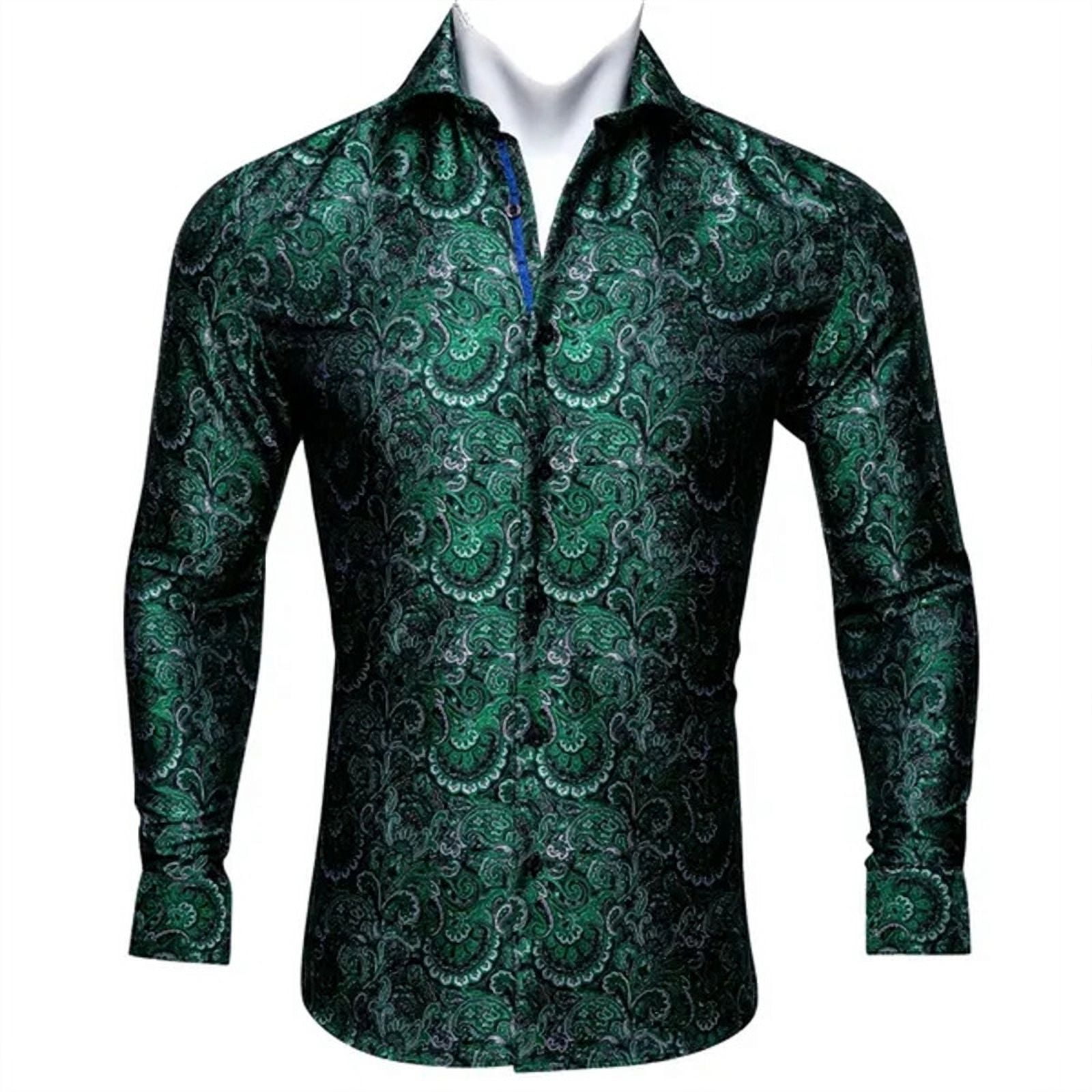 Barry.Wang Luxury Wine Red Paisley 3d Printed Shirts Men Long Sleeve ...