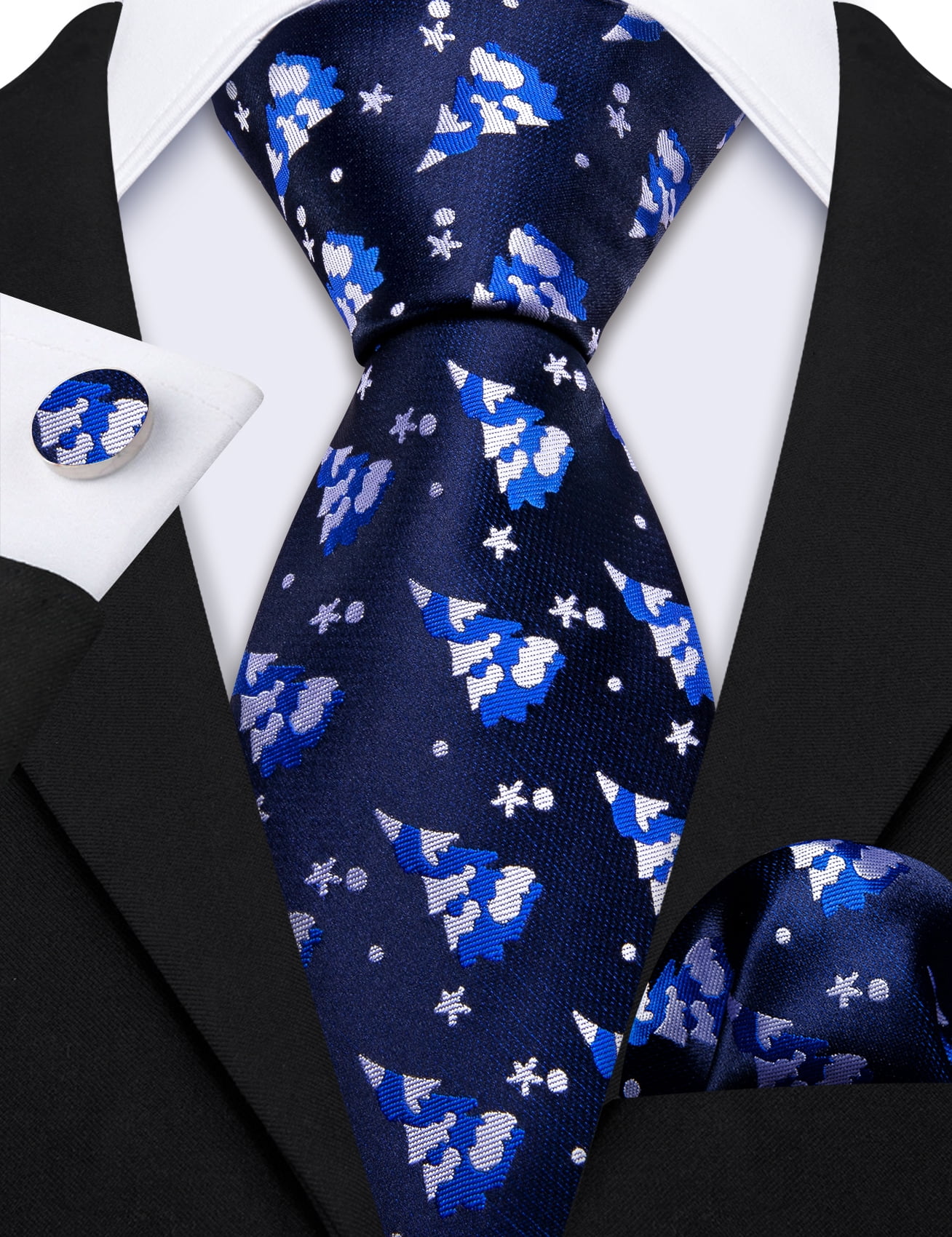 Barry.Wang Man Tie Set Christmas Necktie Silk Woven Handkerchief ...