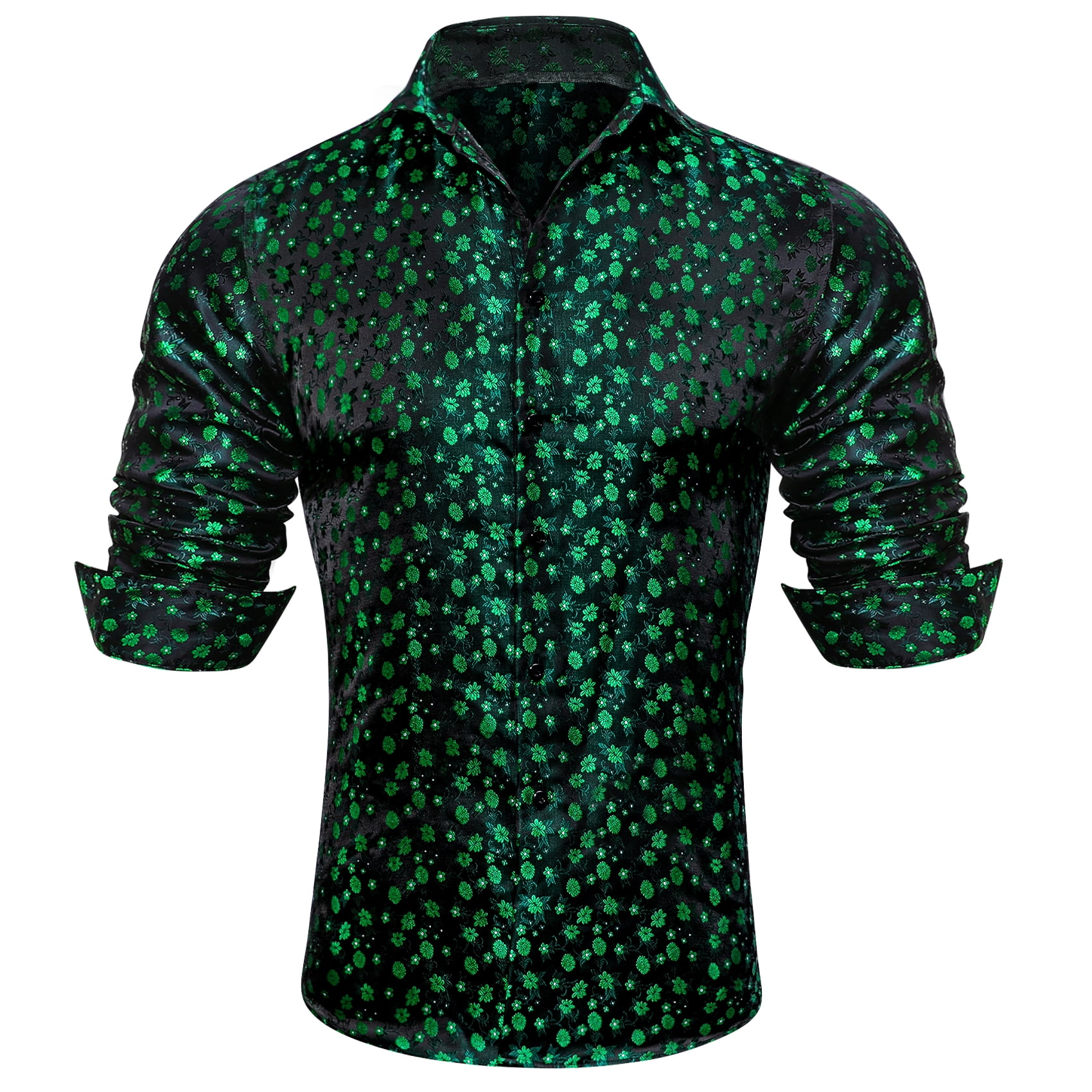 Barry.Wang Men Dress Shirts Paisley Design Woven Silk Dress Shirt Long Sleeve Fashion - Walmart.com