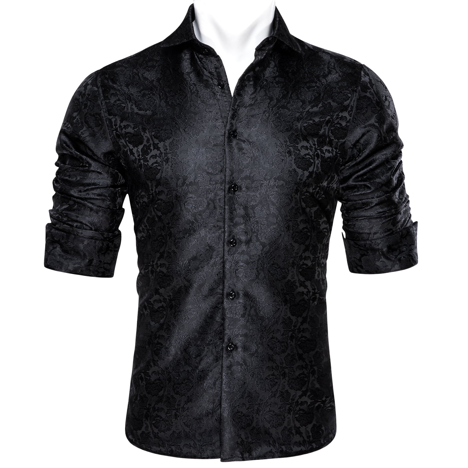 Barry.Wang Men Dress Shirts Paisley Design Woven Silk Dress Shirt Long Sleeve Fashion - Walmart.com
