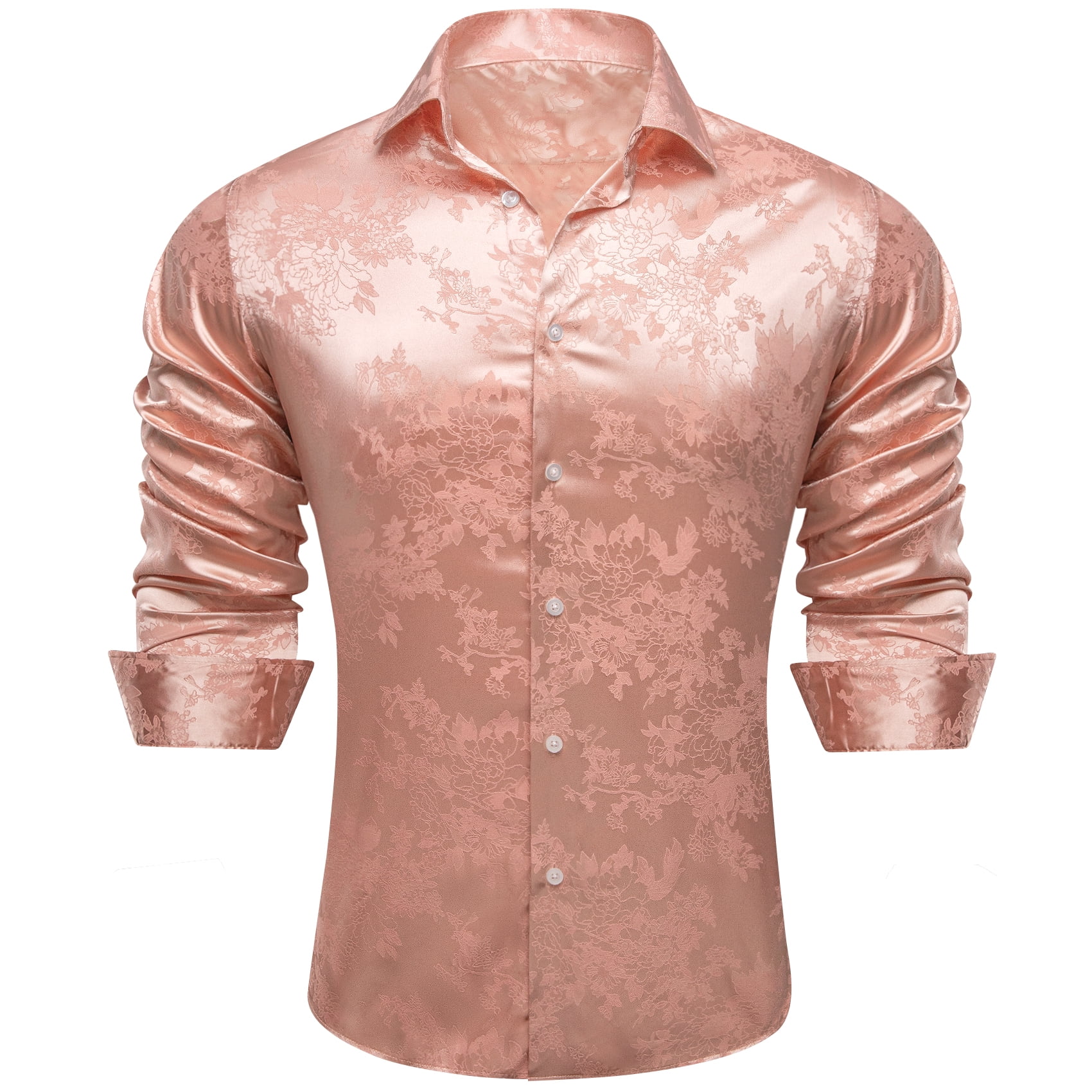 Barry.Wang Men Dress Shirts Paisley Design Woven Silk Dress Shirt Long Sleeve Fashion - Walmart.com