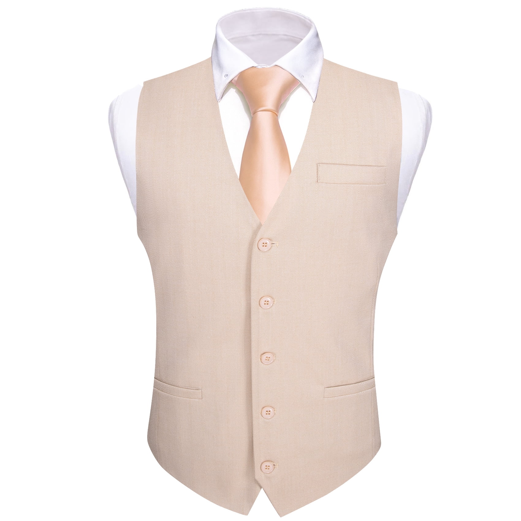Barry.Wang Men's Suit Vest V-Neck Solid Color Formal Waistcoat ...
