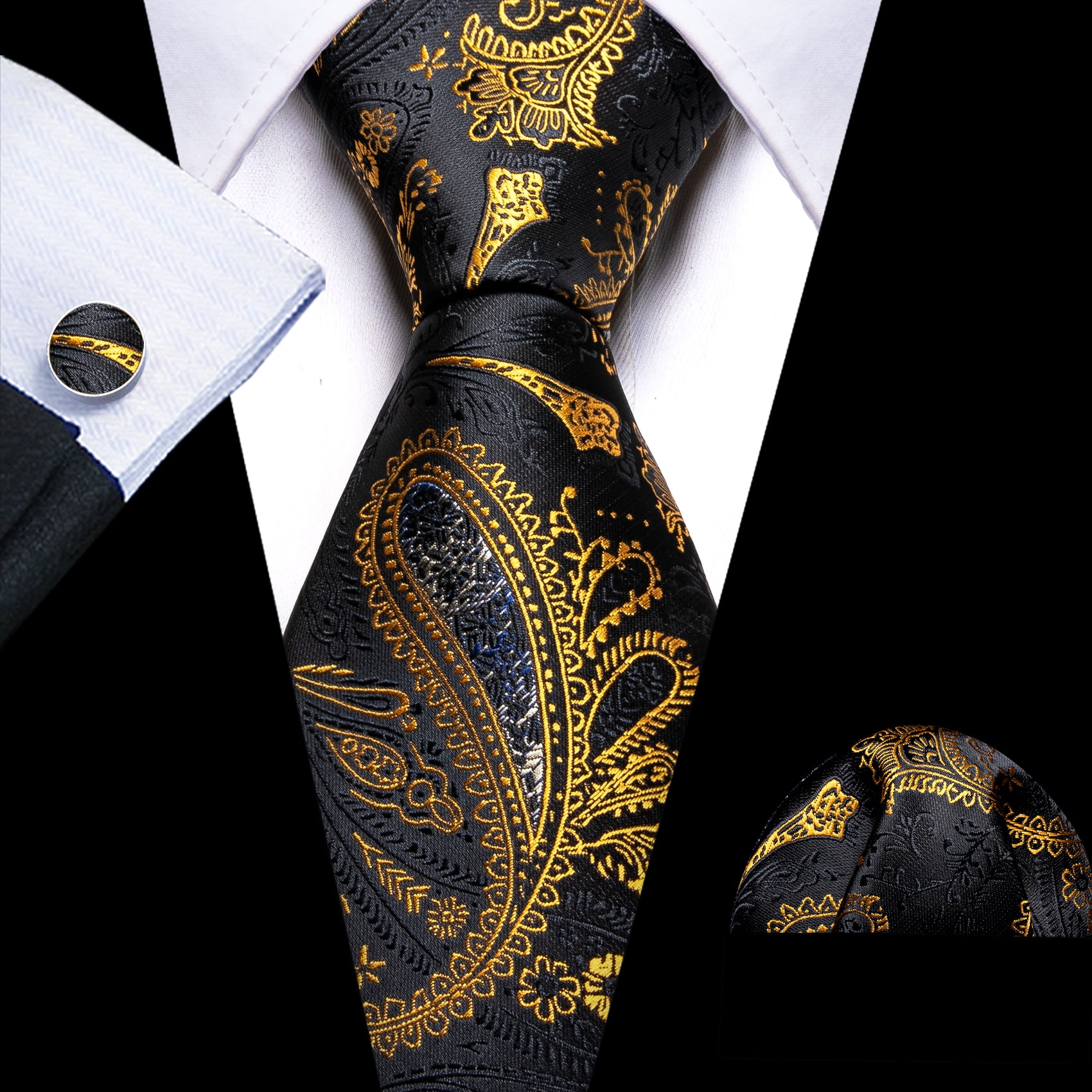 Barry.Wang Men's Suit Dress, Tie Set with Handkerchief, Cufflinks ...