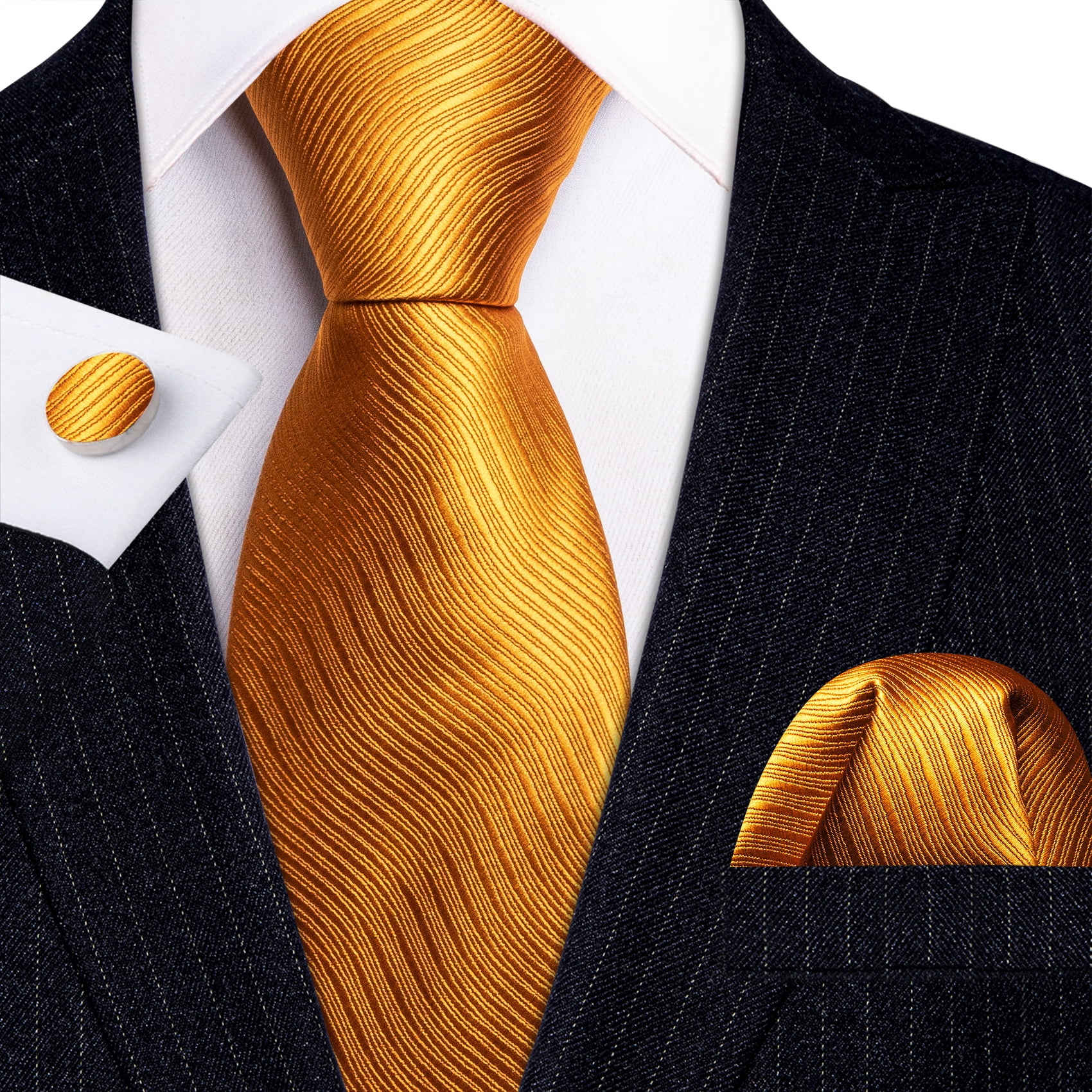 Barry.Wang Men's Tie Set with Handkerchief Cufflinks Flower Paisley ...