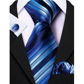 Barry.Wang Men's Formal Stripe Silk Woven Necktie Set with Handkerchief ...