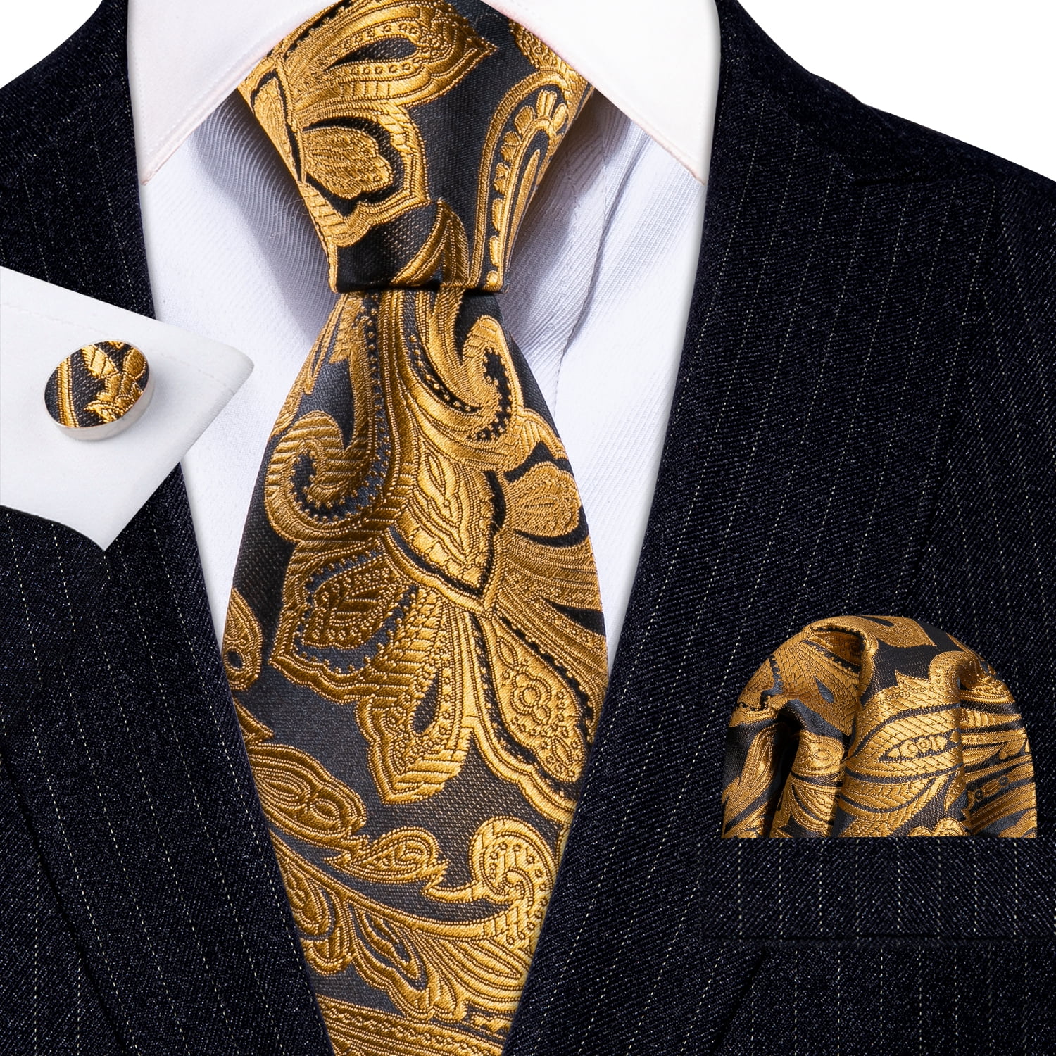 Barry.Wang Paisley Ties for Men Flower Silk Necktie Set with ...