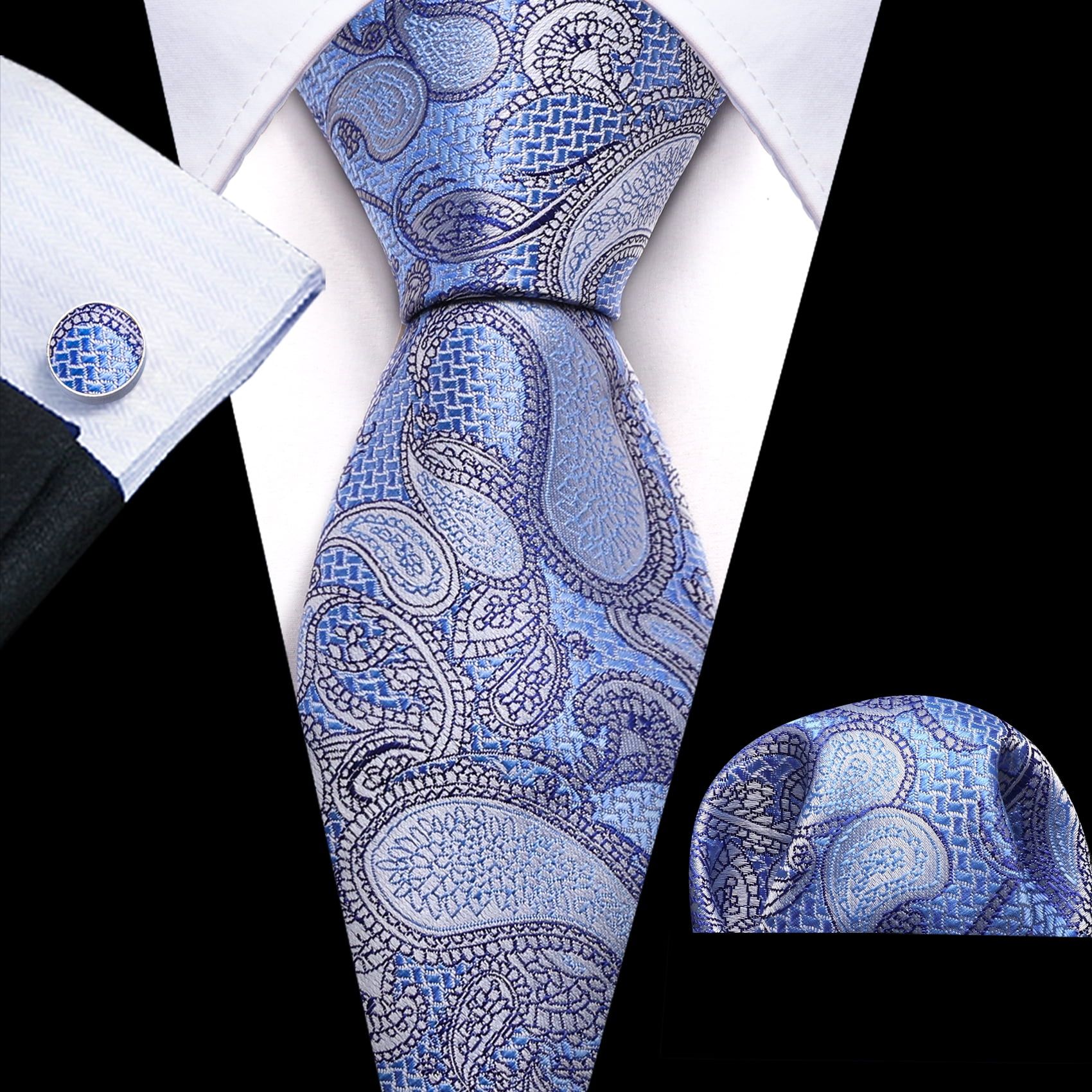 Barry.Wang Paisley Ties for Men Flower Silk Necktie Set with ...