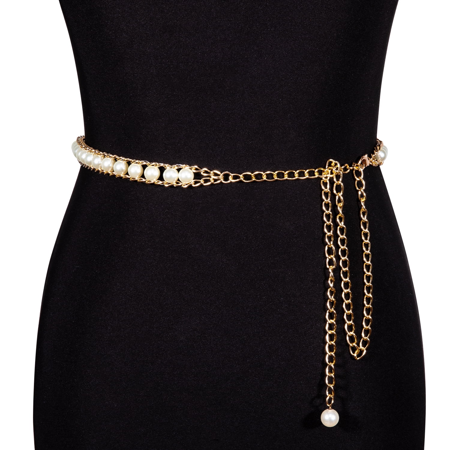 Barry.Wang Pearl Stretchy beltsWide Belt for Women Fashion Wedding Sash ...