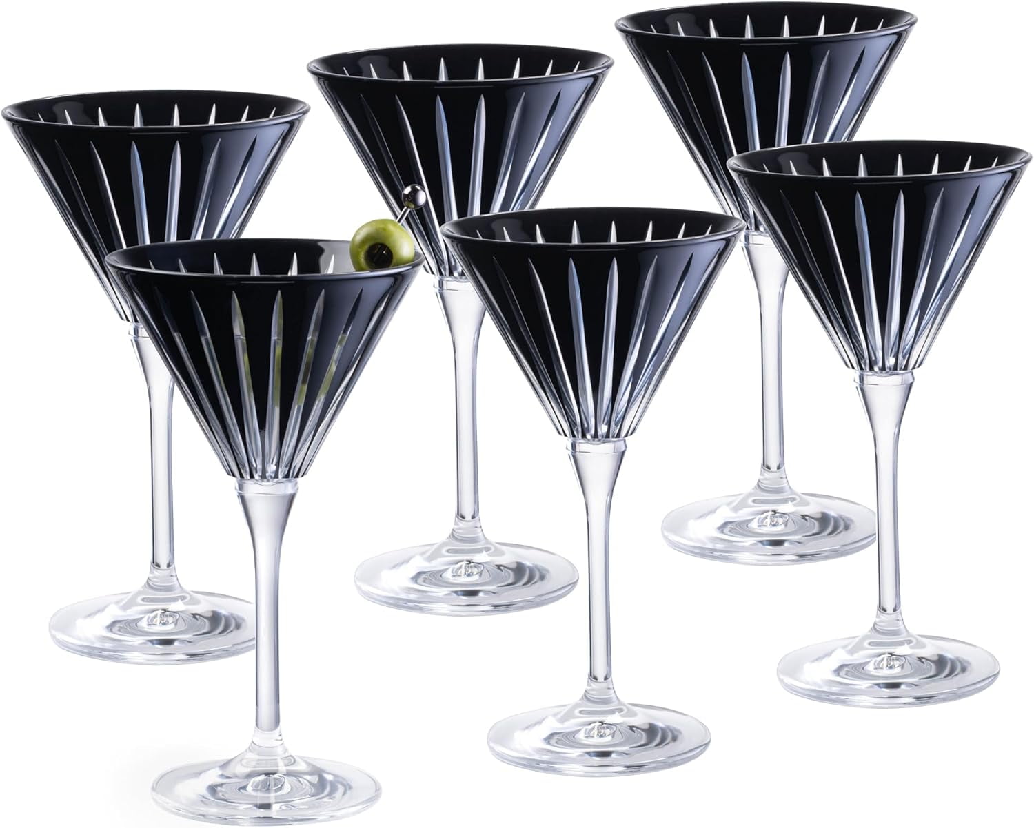 Barski Colored Martini Cocktail Glass - Black Stemmed Martini Champagne ...